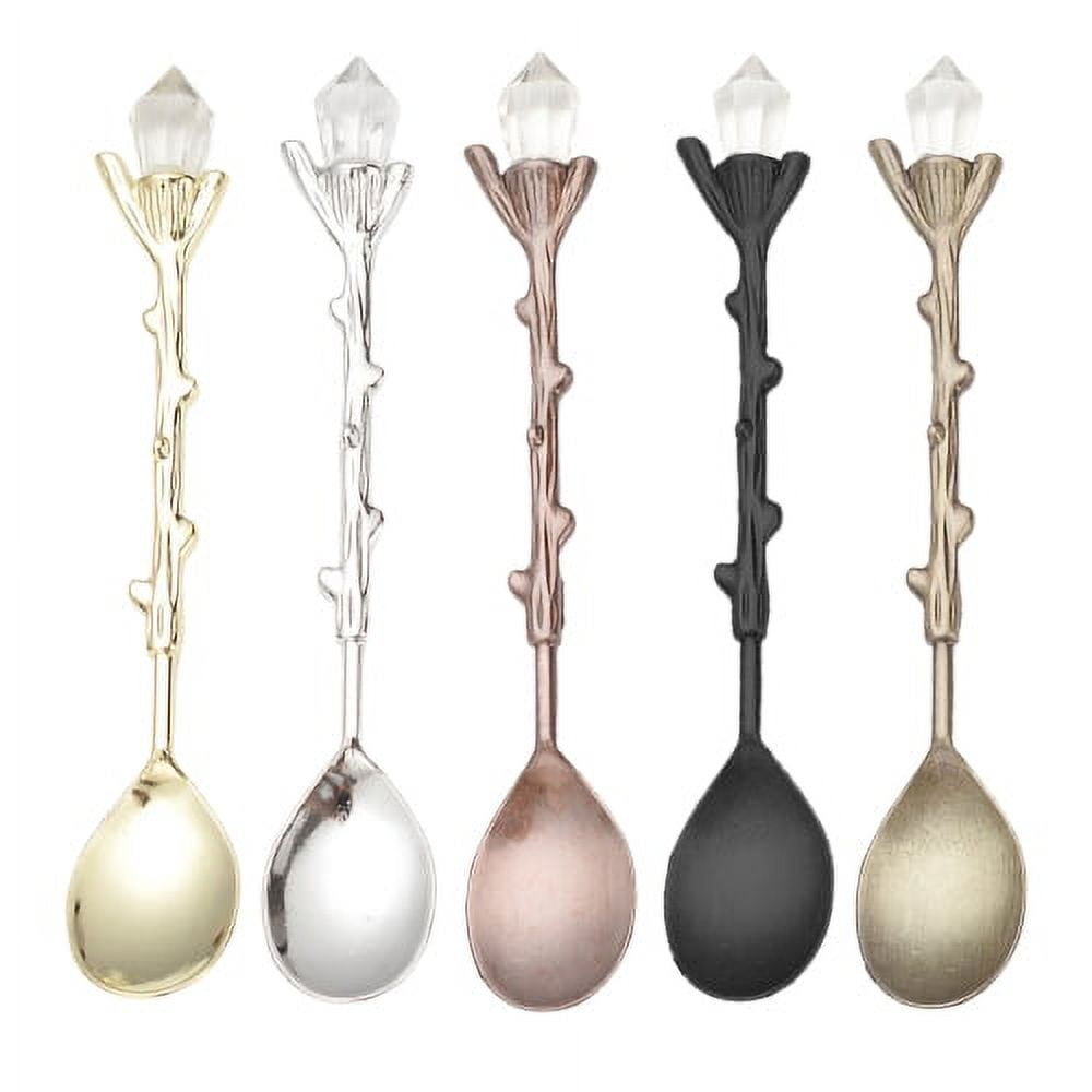 Cheers.US 5Pcs Retro Coffee Tea Mini Ice Cream Dessert Crystal Spoon ...