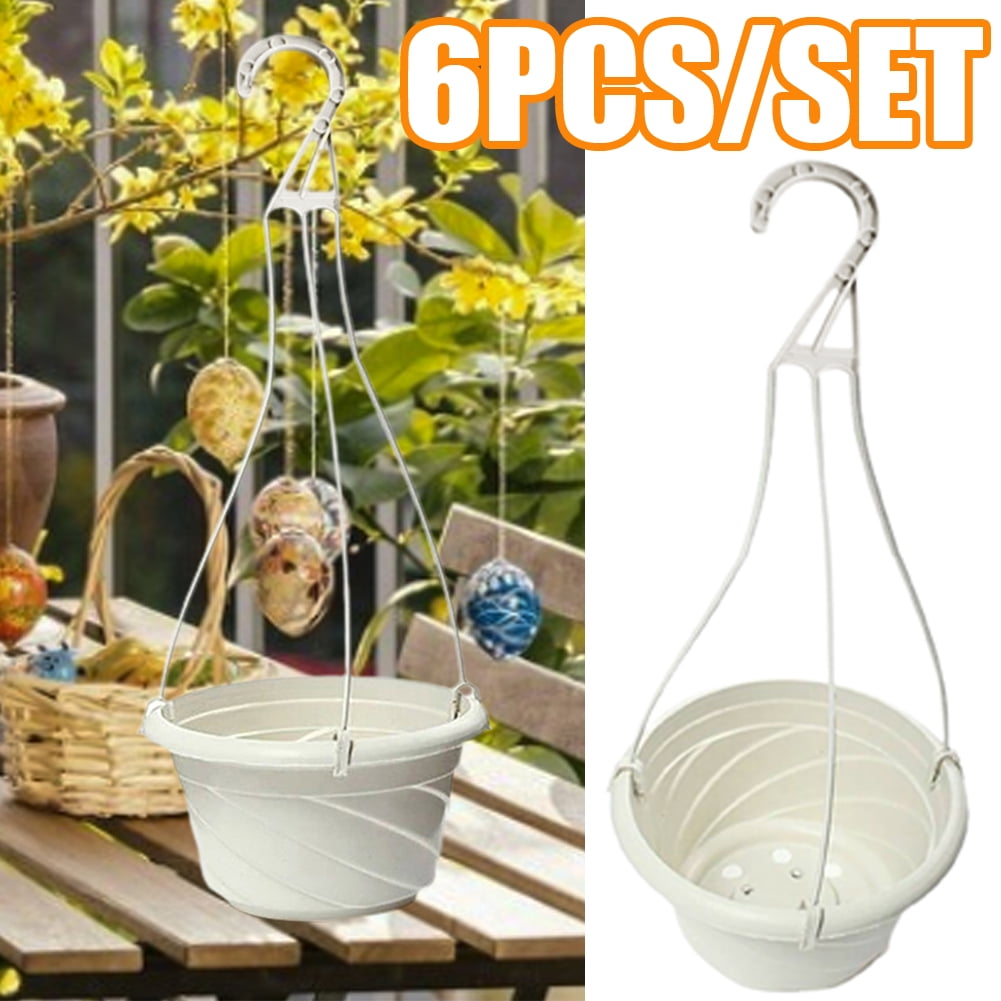 Cheers.US 6Pcs/Set Plastic Hanging Flower Plant Pots Chain Basket ...