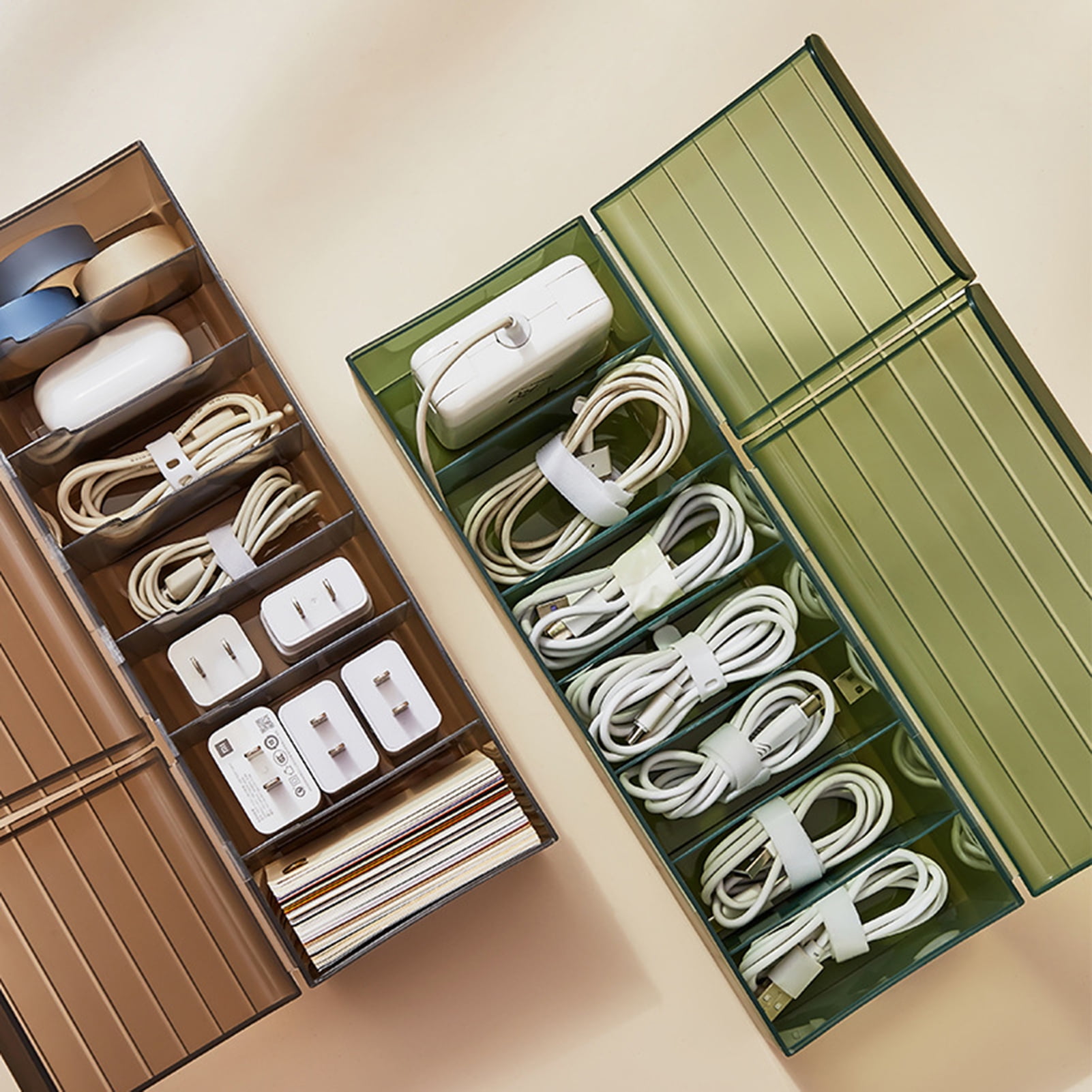 Cheers US 7 Grids Cable Management Box, Cord Organizer Box to Hide ...