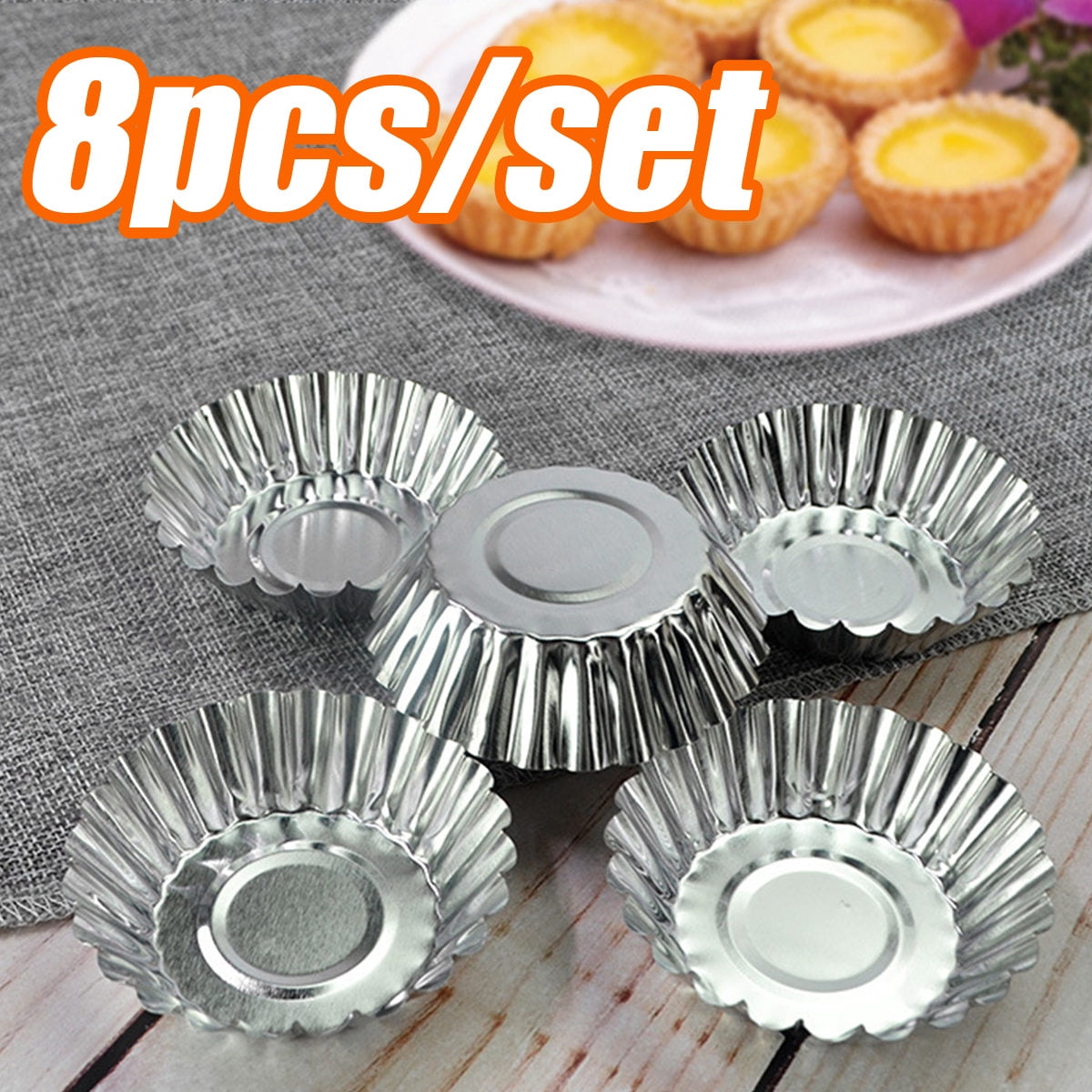 Cheers US 8Pcs Egg Tart Molds, Mini Tart Pan for Baking, Aluminum Tins ...