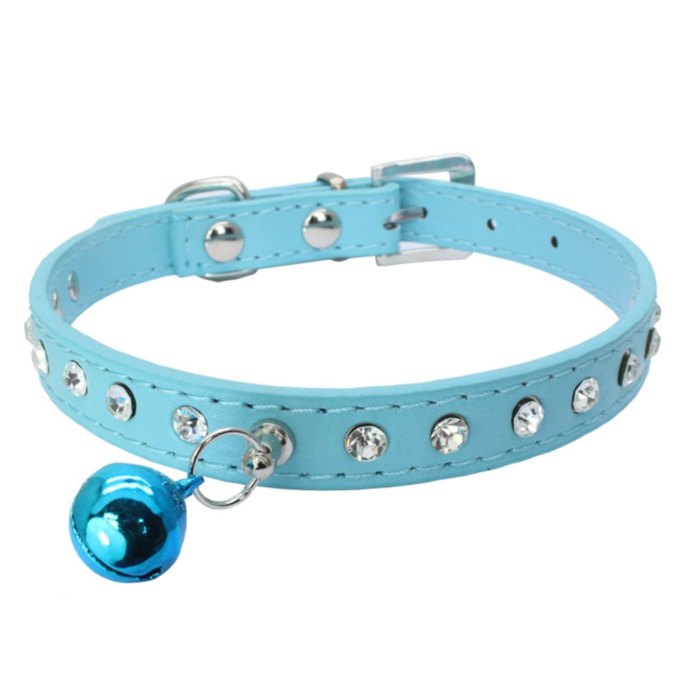 Cheers.US Adjustable Pet Dog Crystal Rhinestone Bell Collar Soft Faux ...