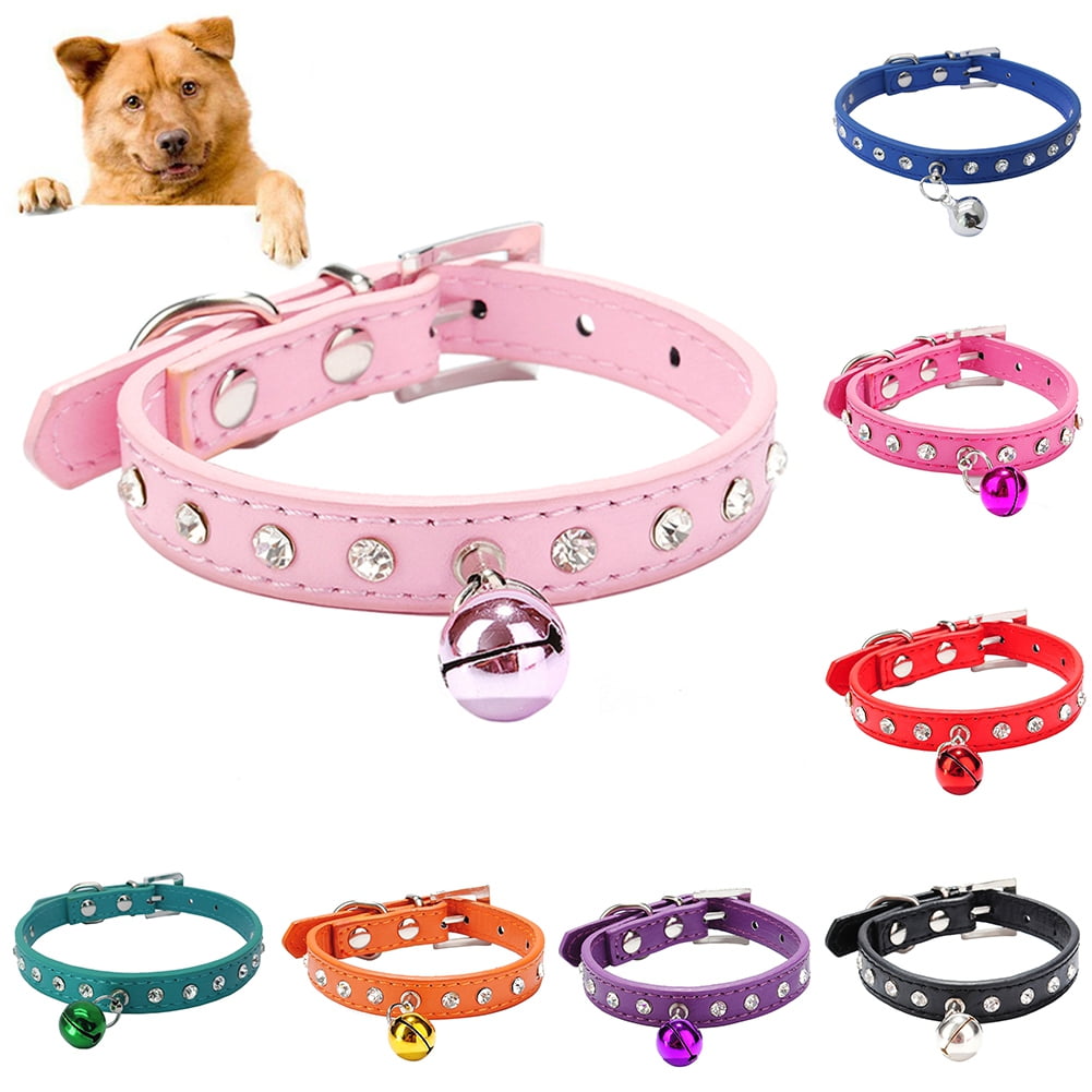 Cheers.US Adjustable Pet Dog Crystal Rhinestone Bell Collar Soft Faux ...