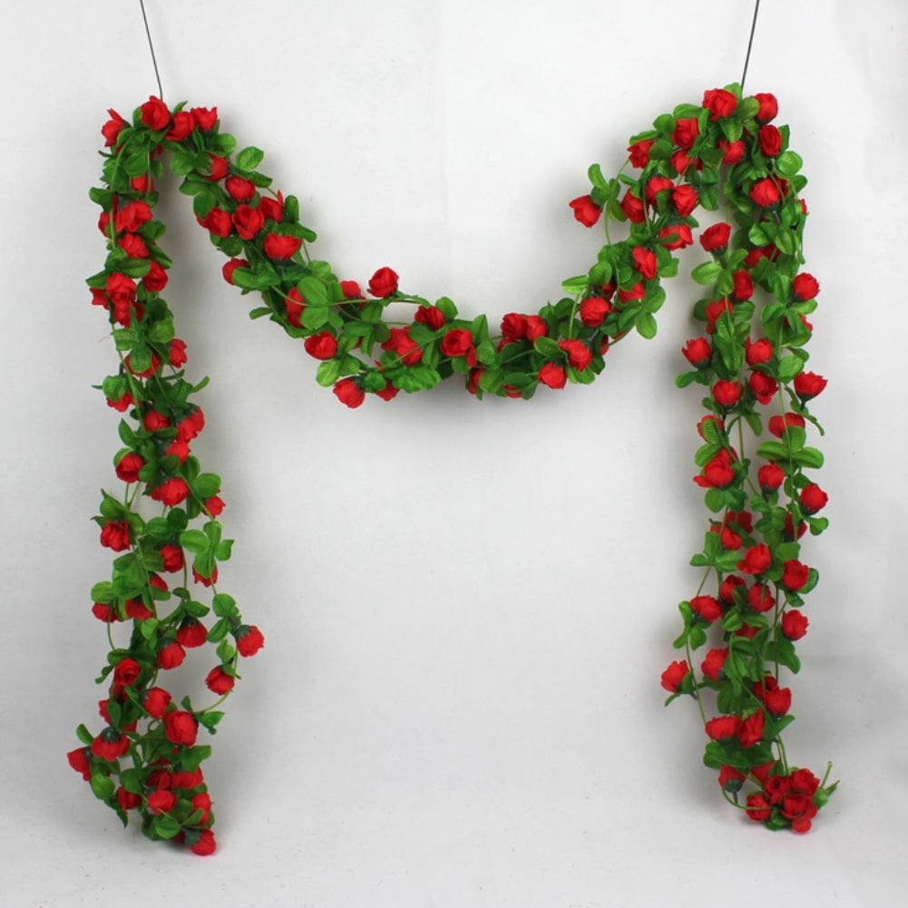 Cheers US Artificial Rose Vine Flowers with Green Leaves, Vine Plant ...