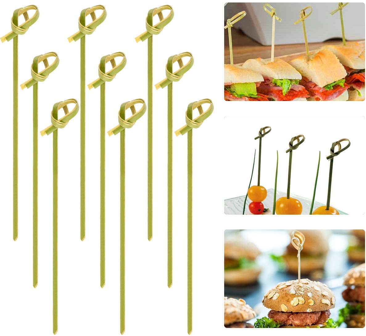 Cheers US Bamboo Cocktail Picks, 100 Pcs, 4.8 inch, Knot Fancy ...