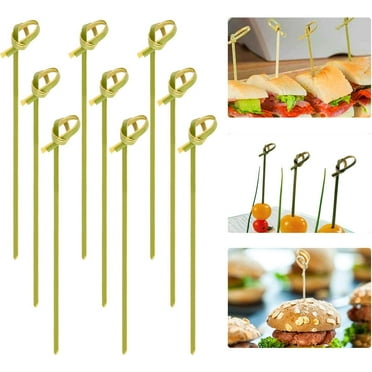 Efavormart 100 Pack 4.75" Black Loop Ring Bamboo Skewers Cocktail Picks ...