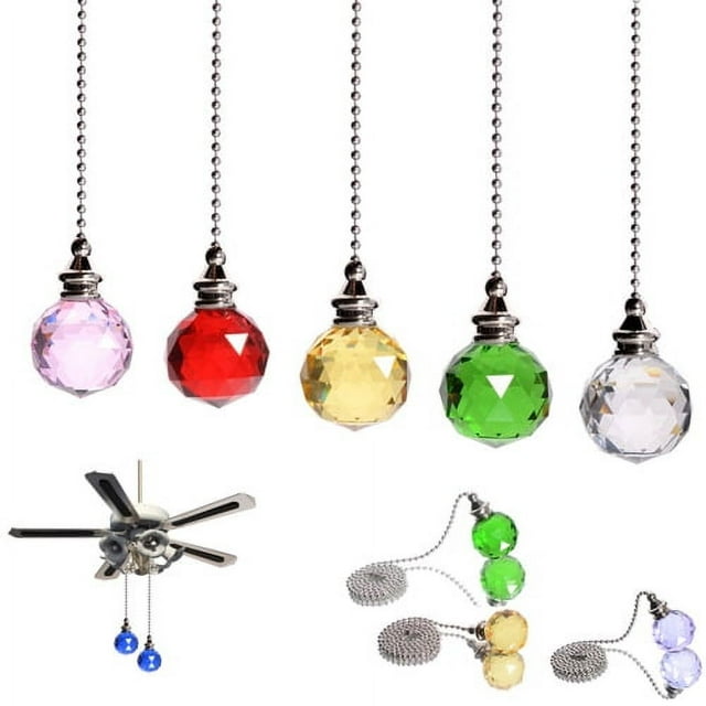 Cheers.US Ceiling Fan Pull Chain Decorative Extension Clear Prism Ball ...