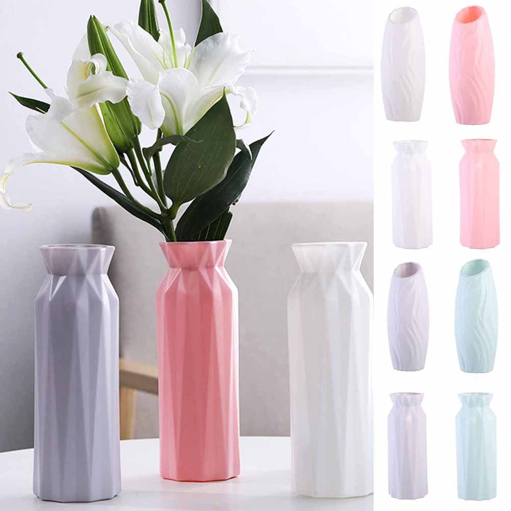 Cheers.US Ceramic Look Plastic Flower Vase for Indoor, Unbreakable ...