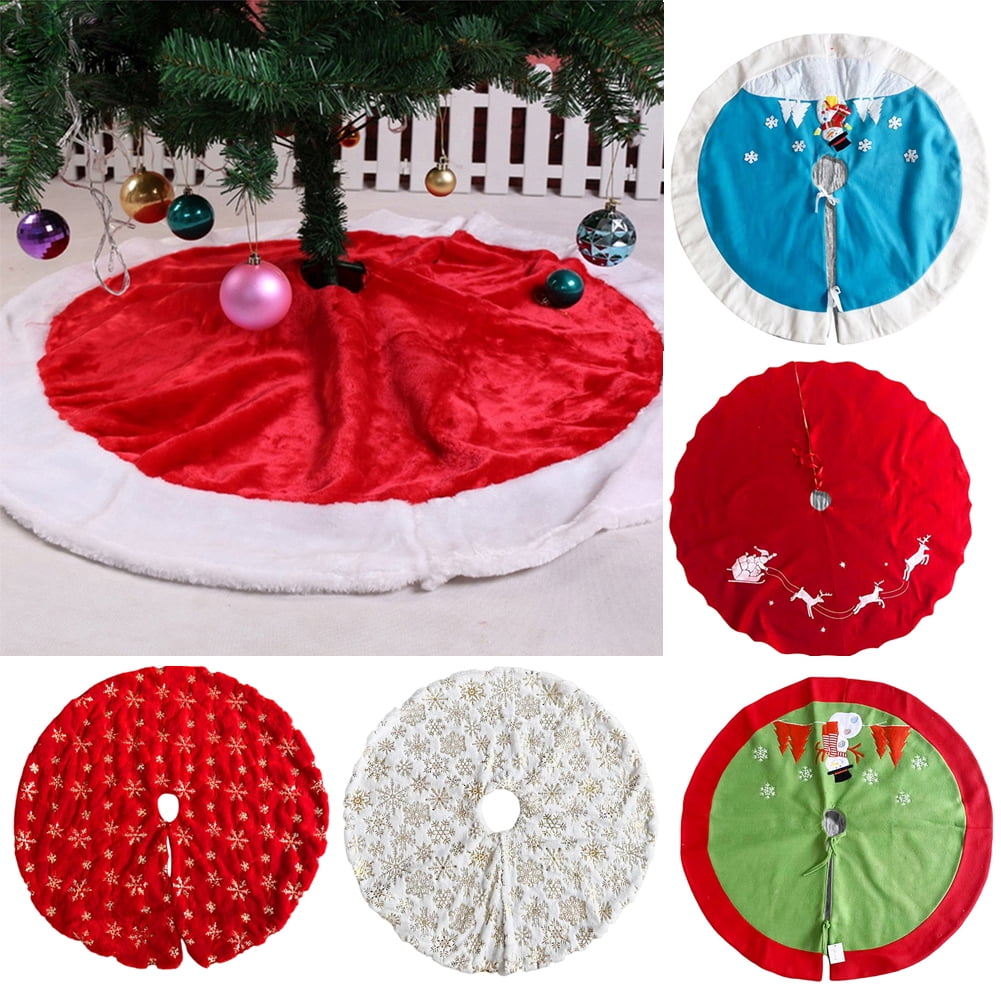 Cheers.US Christmas Cloth Tree Skirt with White Snowflake, 48 Inch ...