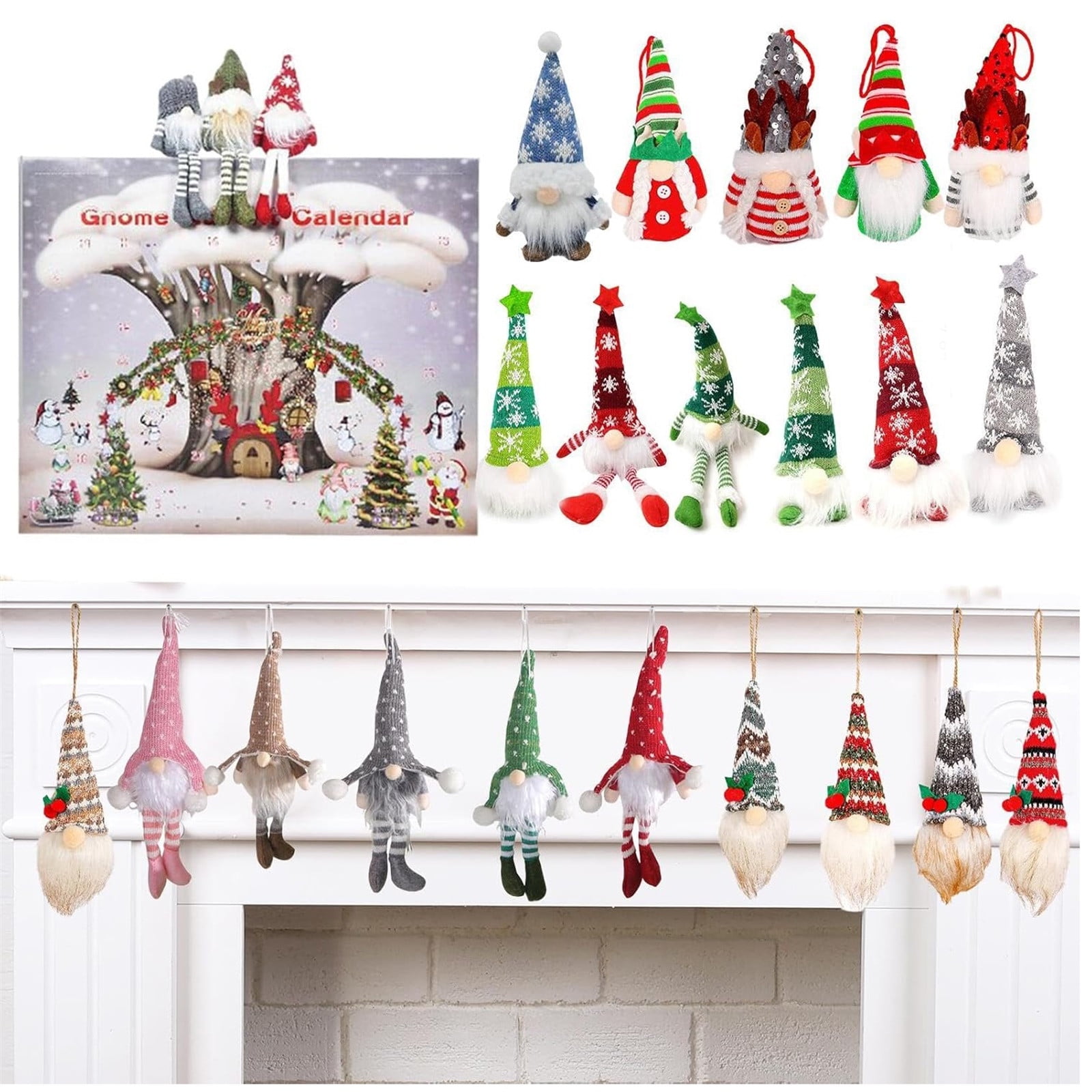 Cheers.US Christmas Gnome Advent Calendar With 24 Gnome Plush Toys ...