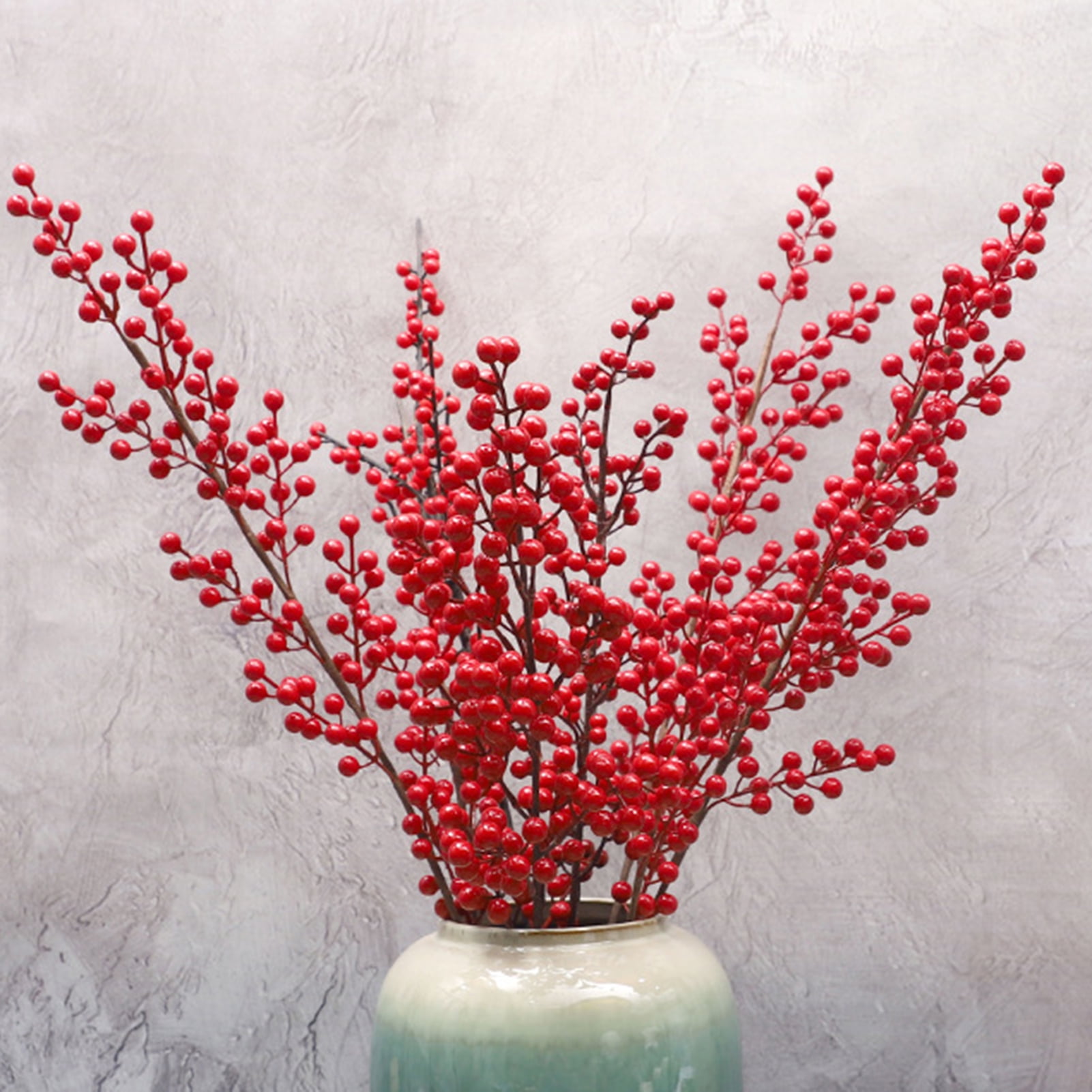Cheers US Christmas Red Berries with Long Stems Artificial Xmas Berry ...