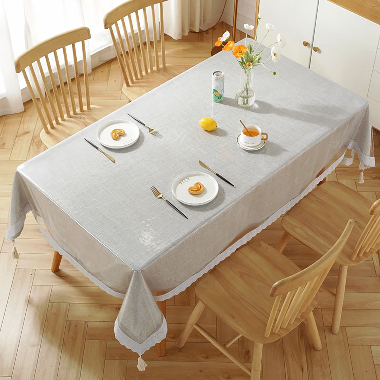 Cheers US Clear Heavy Plastic Table Protector PVC Tablecloth Cover ...