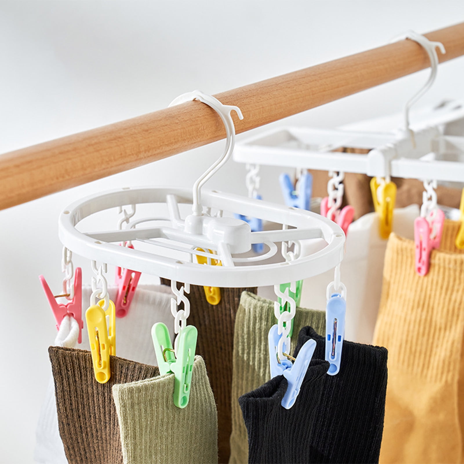 Cheers US Clothespin Rack Laundry Drying Rack,Clothes Hangers with ...