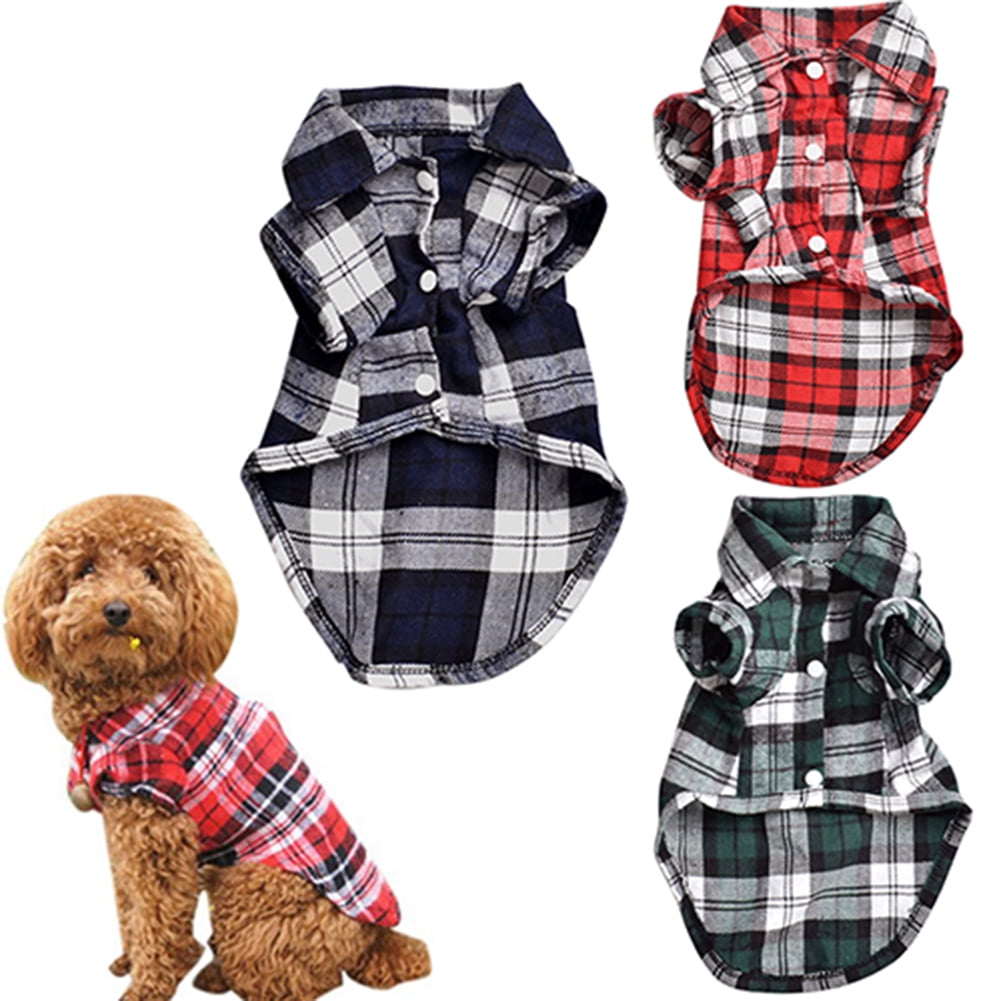 Cheers.US Cute Pet Dog Puppy Plaid Shirt Coat Clothes T-Shirt Top ...