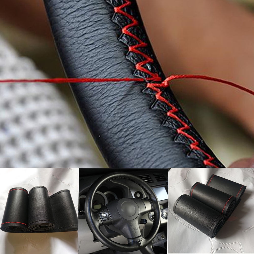 Cheers.US DIY Car Steering Wheel Cover with Needles and Thread with ...