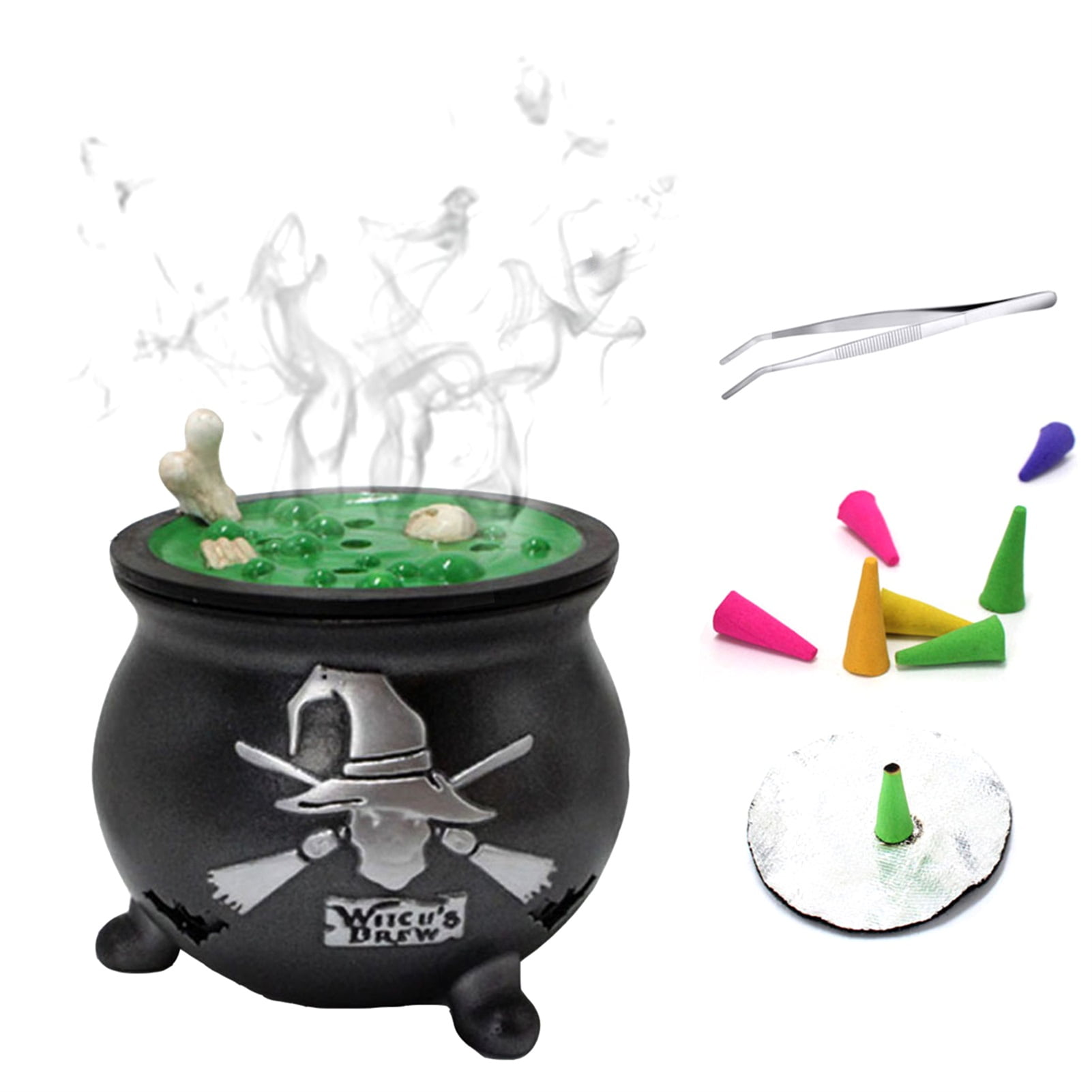 Cheers US Decorative Halloween Cauldron Incense Burner, Cast Iron ...