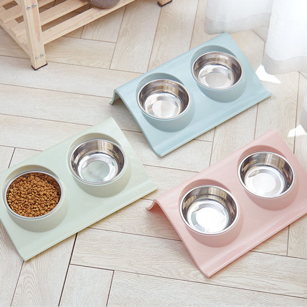 Cheers.US Dual Bowl Design Stainless Steel Steel Dog Cat Puppy Feed Pet ...