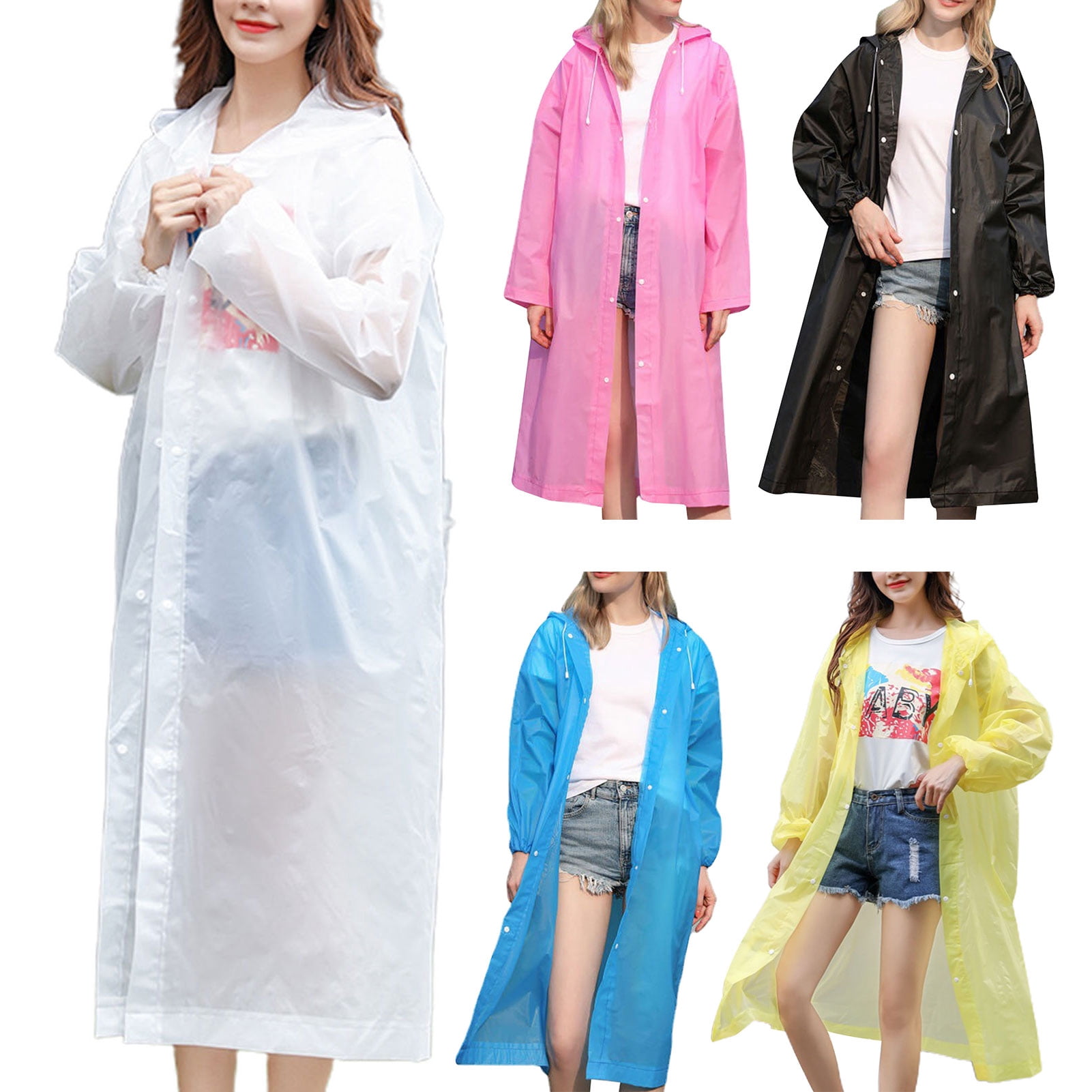Cheers.US EVA Raincoat Waterproof Rain Poncho Reusable Unisex Men Women ...