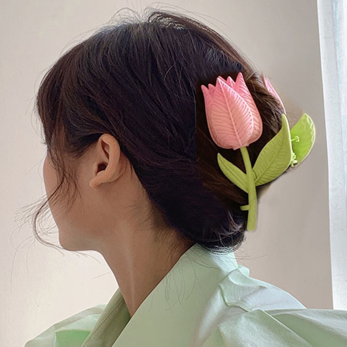 Cheers US Flower Hair Claw Clips Pink Hair Clip Vintage Tulip Hair ...