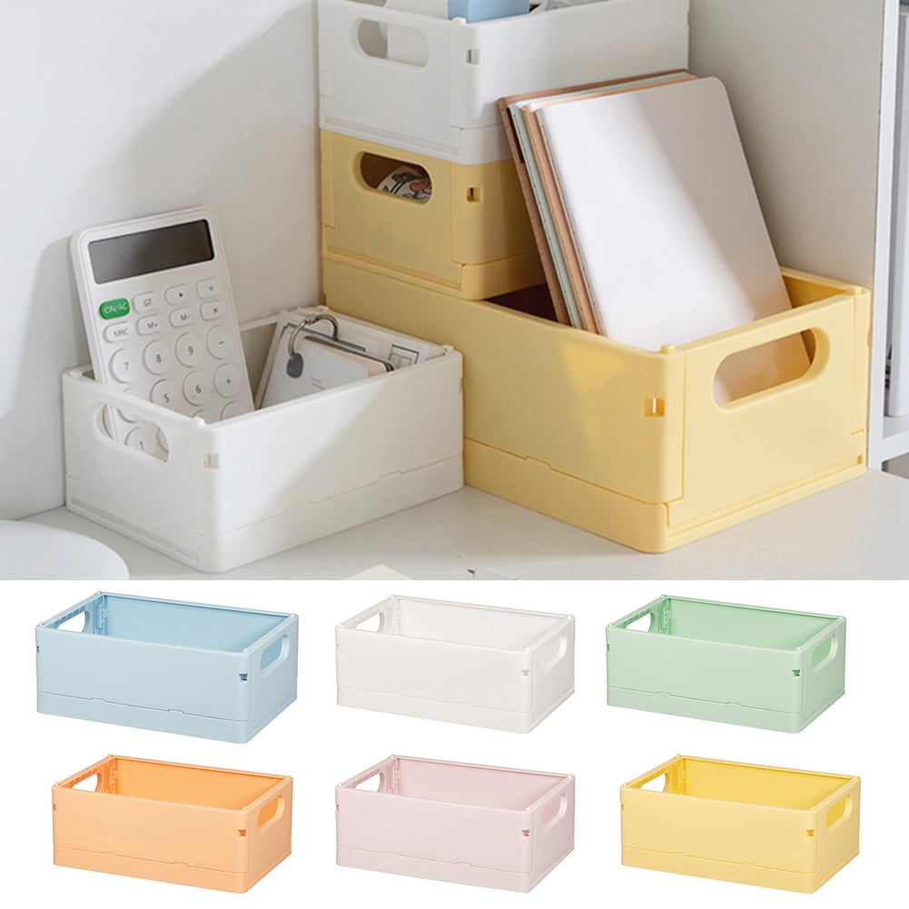 Cheers.US Folding Plastic Storage Basket Tray with Handles, Desktop ...