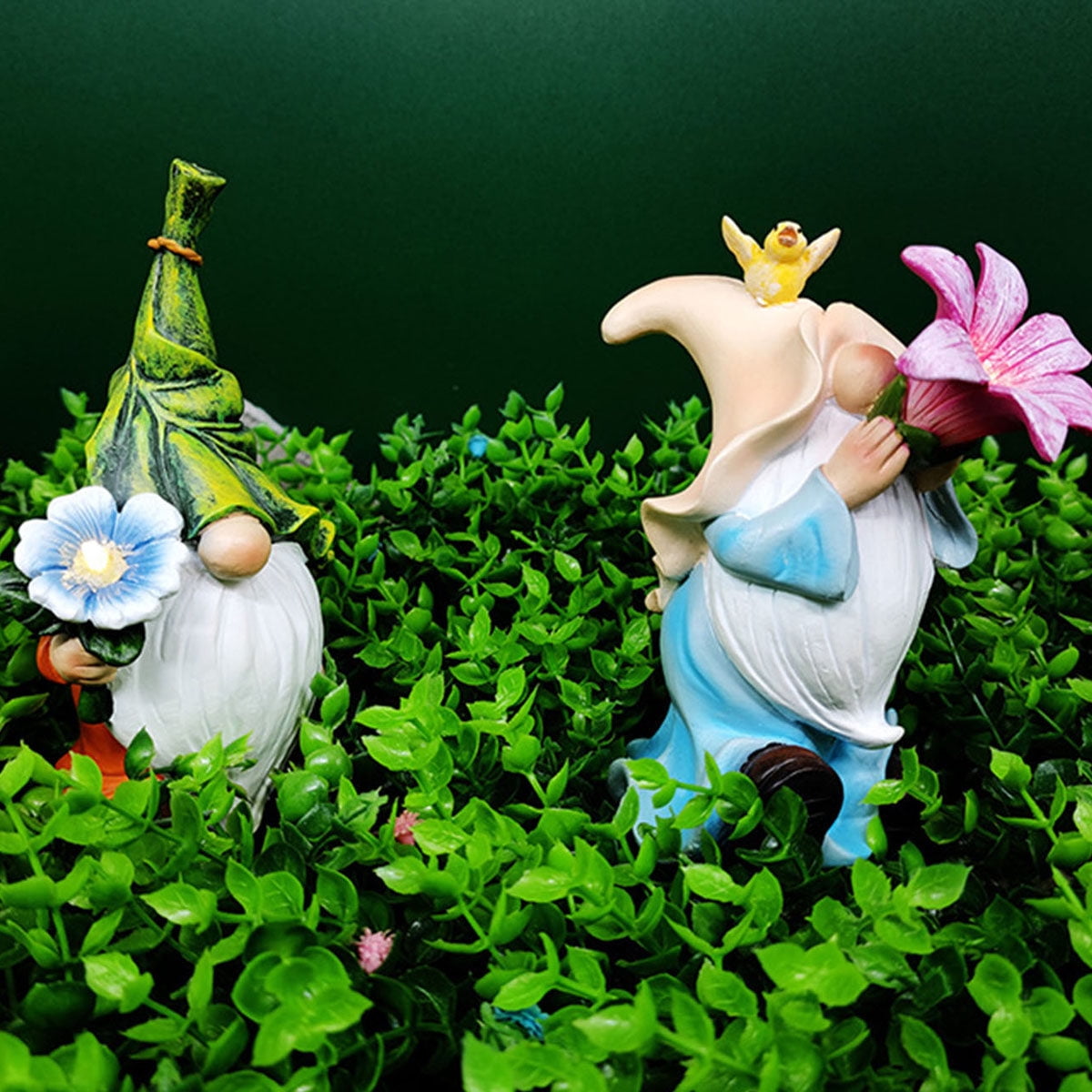 Cheers US Garden Gnome Statue with Solar LED Lights , Resin Gnome ...