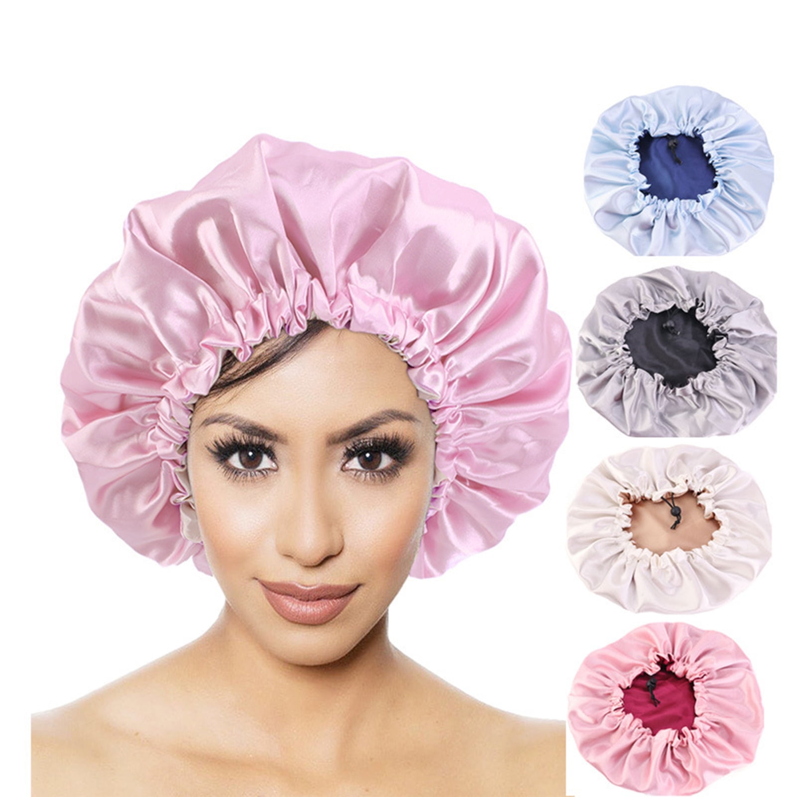 Cheers.US Hair Bonnet Silky Sleeping Cap Adjustable Satin Cap for Night ...