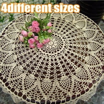 Round Small Lace Table Cloth - Vintage Manual Crochet Flowers ...