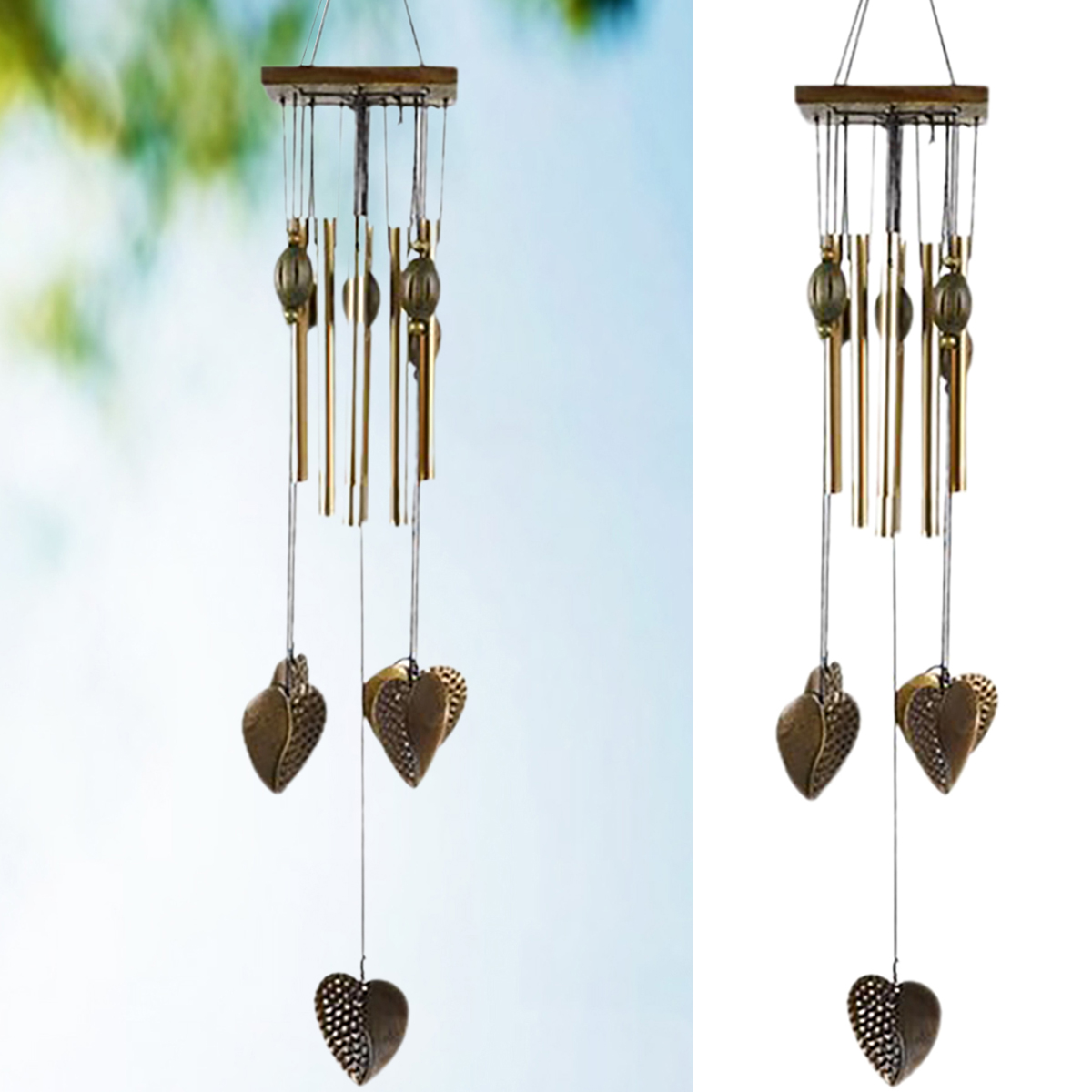 Cheers US Heart Wind Chimes Outdoor, Heart Chime Decor, Portable Mobile ...