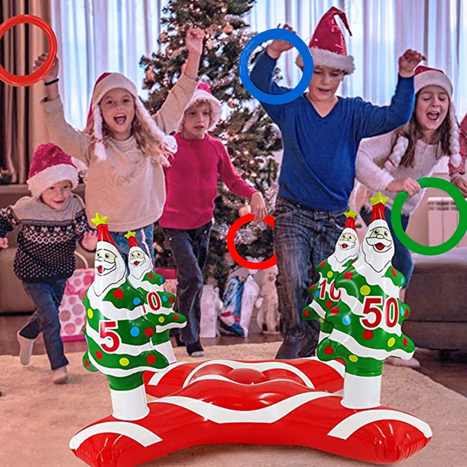 Cheers US Inflatable Christmas Tree Ring Toss Game, 4 Christmas Tree ...