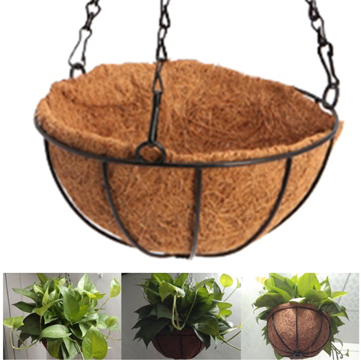 Cheers US Iron Hanging Planter Basket with Coconut Pot, Brown - Walmart.com