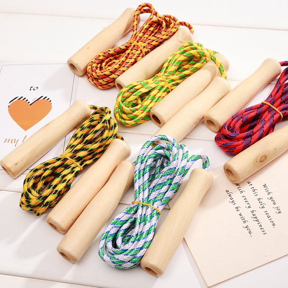 Cheers.US Jump Rope Kids Adjustable Wooden Handle Skipping Rope Best ...