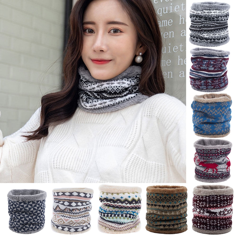 Cheers.US Knitted Neck Gaiter Women Winter Warmer Fleece Lined Hat Face ...