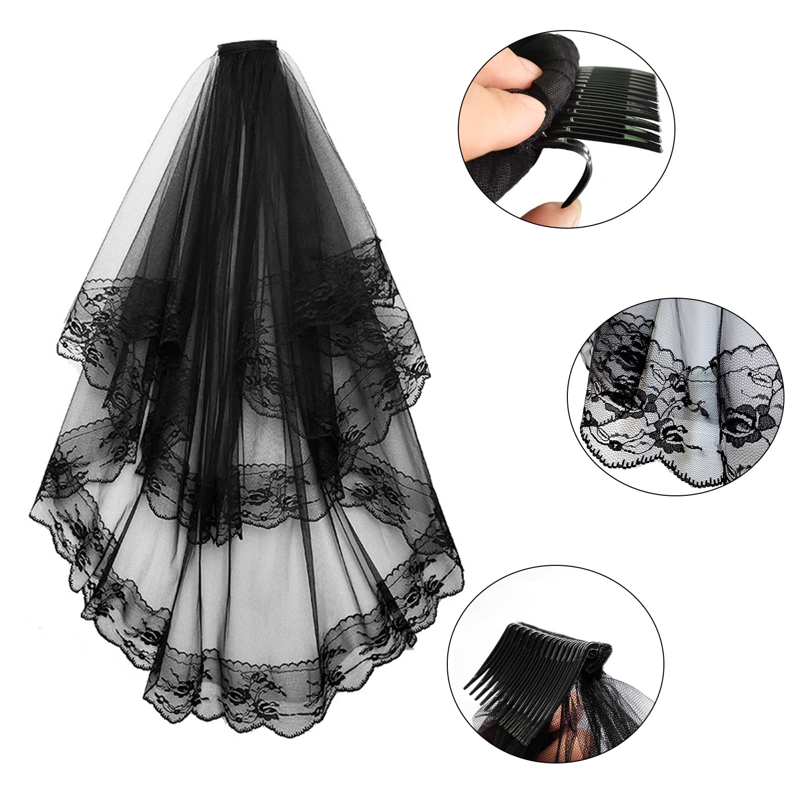 Cheers US Lace Veil, Bridal Wedding Veils Halloween Veil With Comb ...