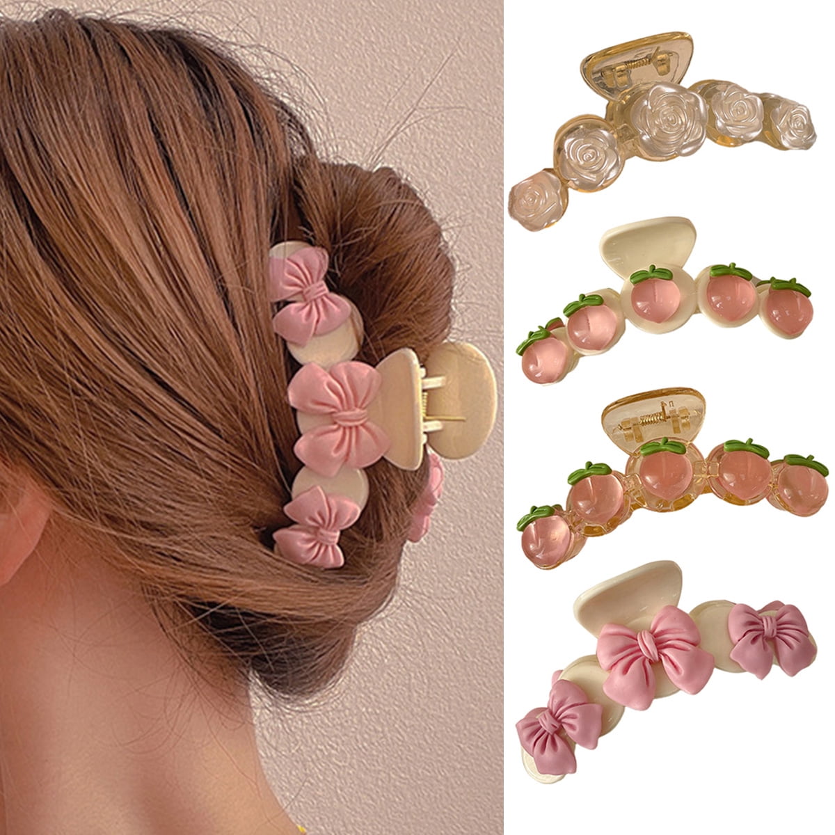 Cheers US Large Hair Claw Clips for Women, Cute Peach Hair Clips for ...