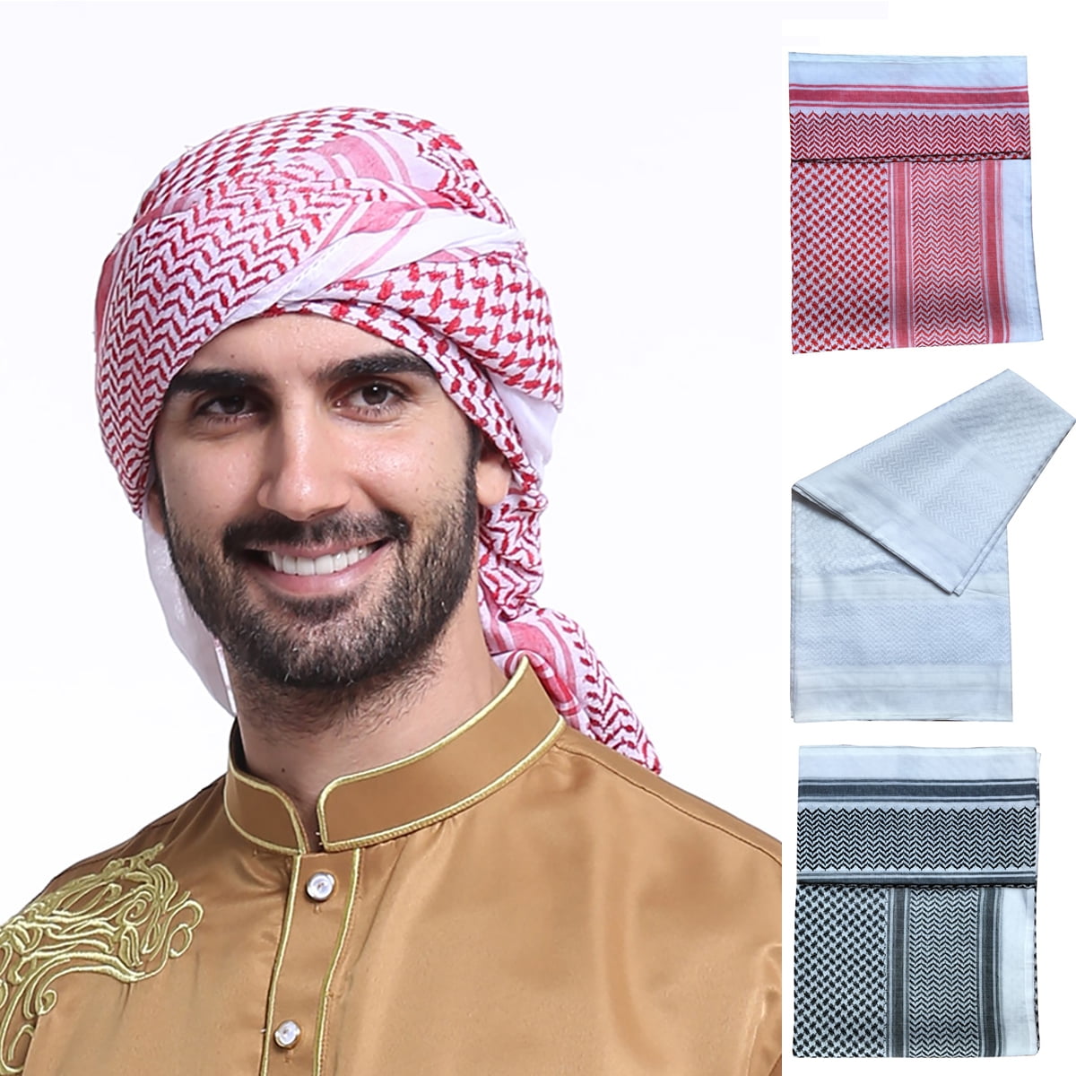 Cheers US Men's Large Arab Shemagh Headscarf Muslim Headcover Shawl ...