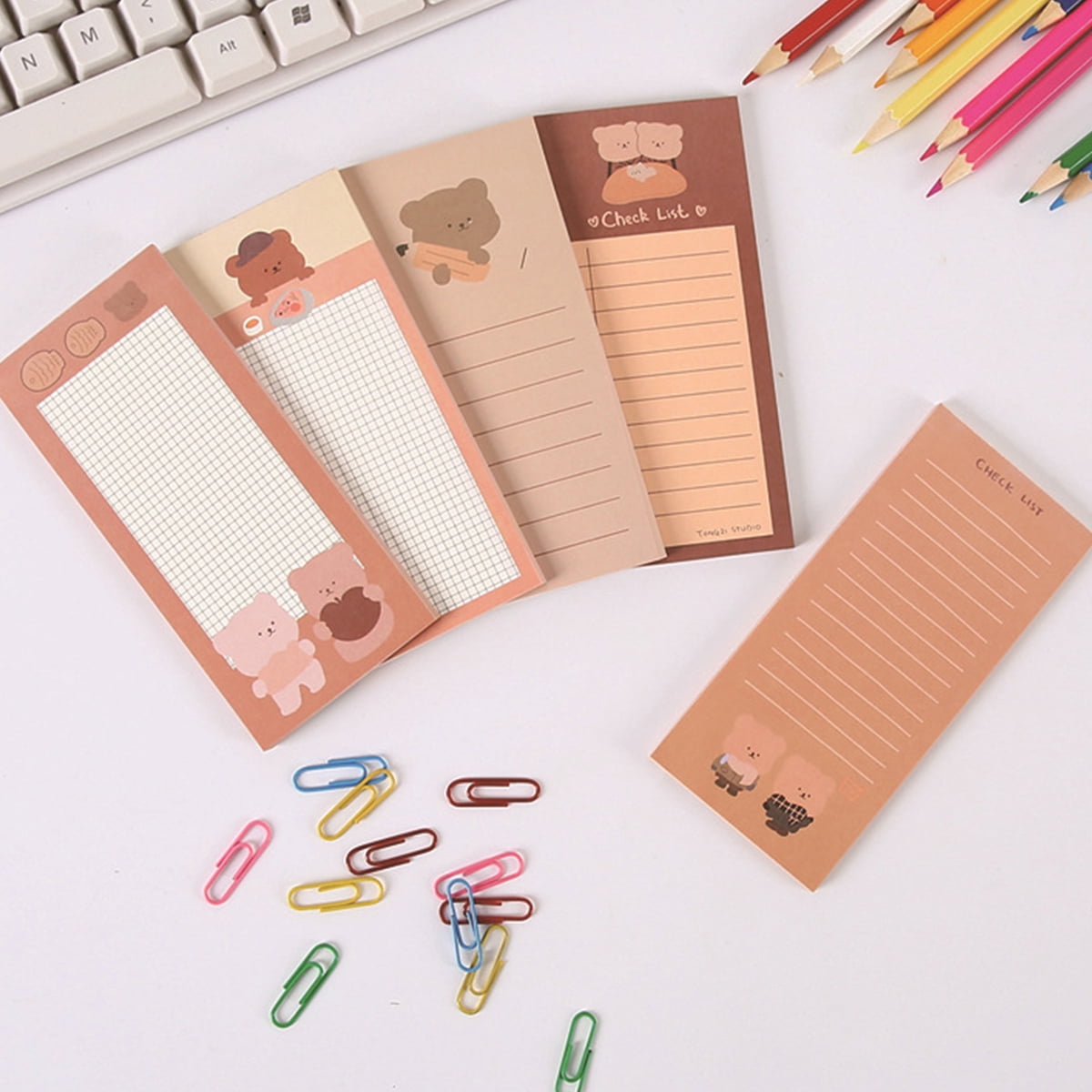 Cheers US Note Pad Cute Bear Pattern Lined Writing Pads, 14cm x 6.5cm ...
