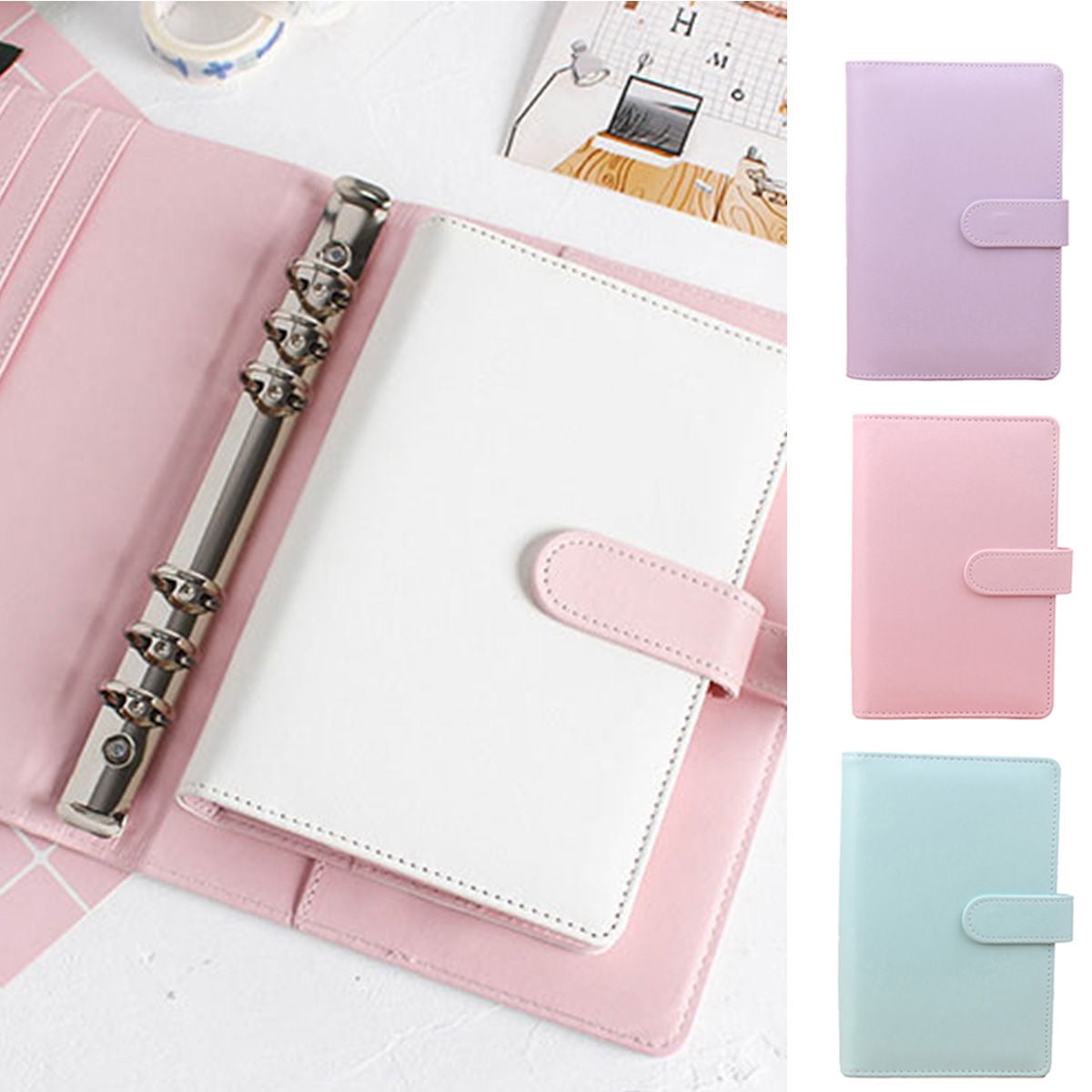 Cheers US PU Leather Notebook Binder Refillable 6 Ring Binder for A6 ...