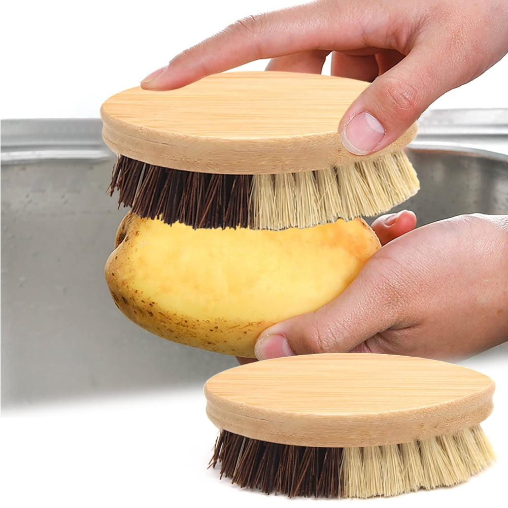 Cheers US Palm Pot Brush Bamboo Round Mini Dish Brush Natural Scrub ...
