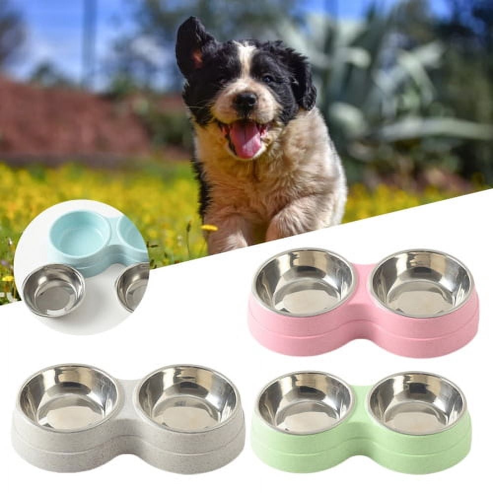 Cheers.US Pet Food Bowl Double Bowl Detachable Stainless Steel Dog ...
