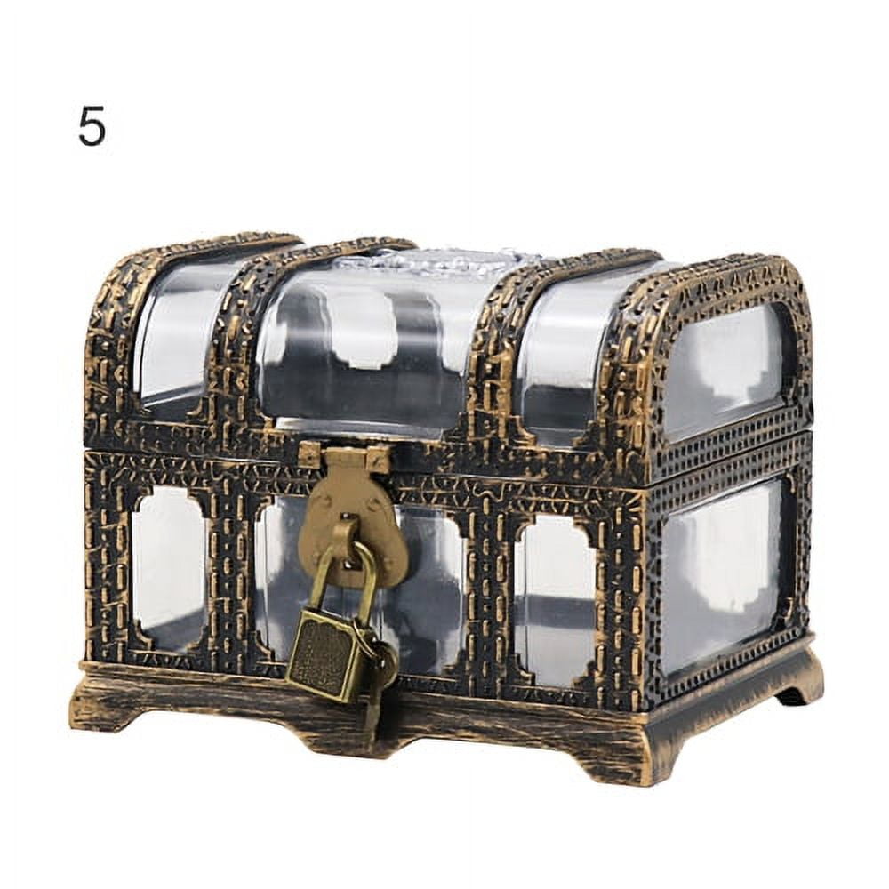 Cheers.US Plastic Transparent Antique Pirate Treasure Box with Lock and ...