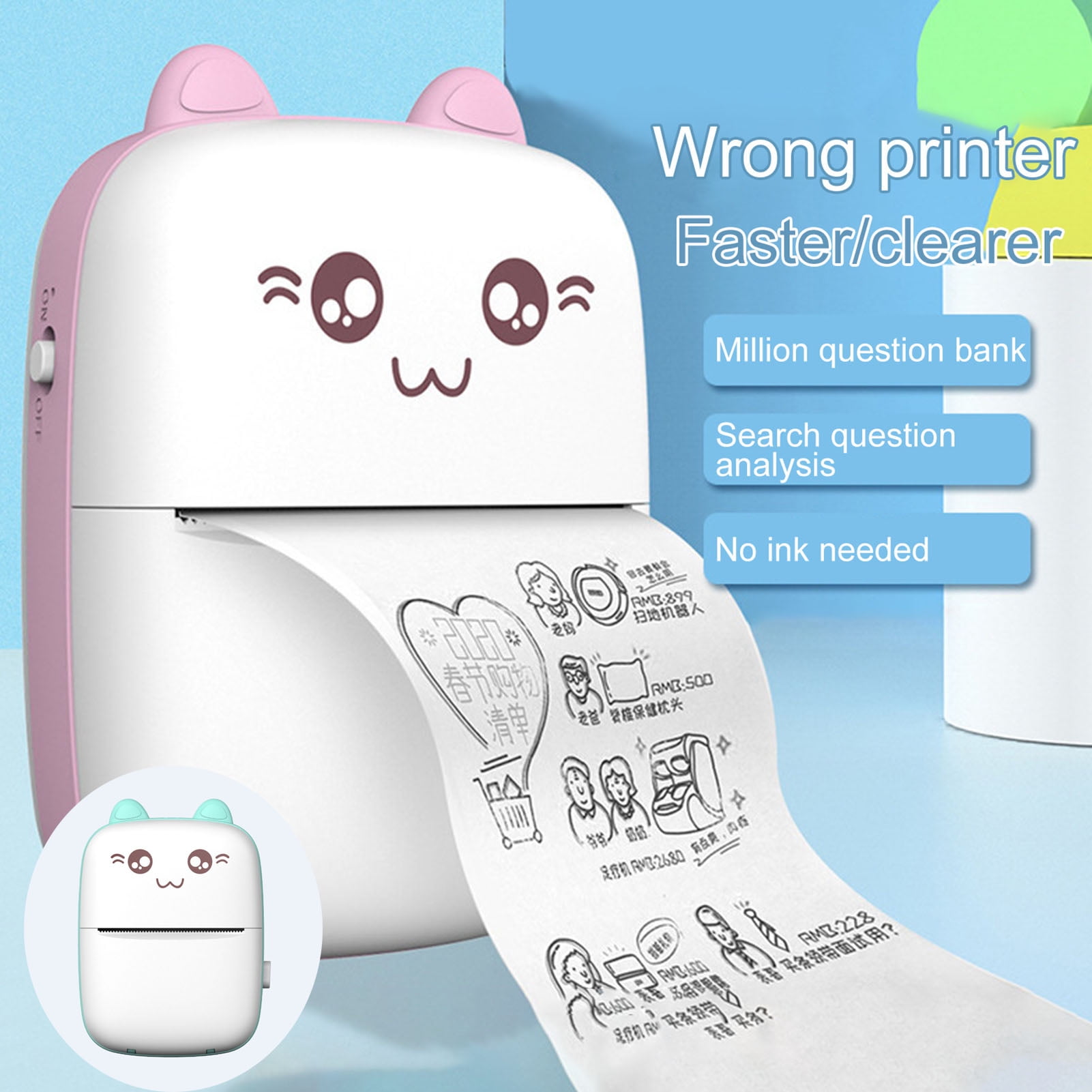 Cheers US Pocket Mini Printer Bluetooth Wireless Mini Thermal Printer ...