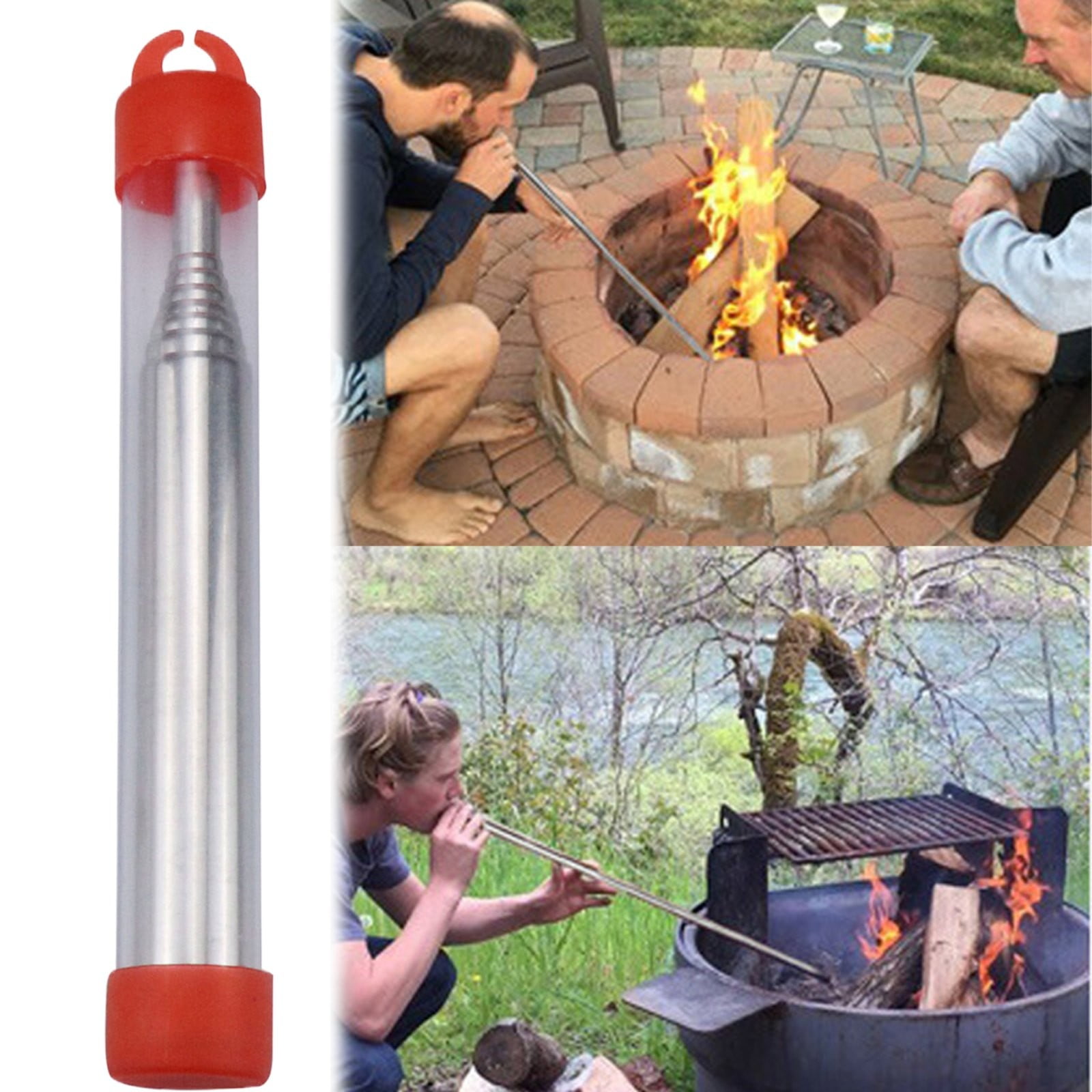 Cheers.US Pocket Size Fire Stainless Fire Blower Pipe Builds Tool Heat ...