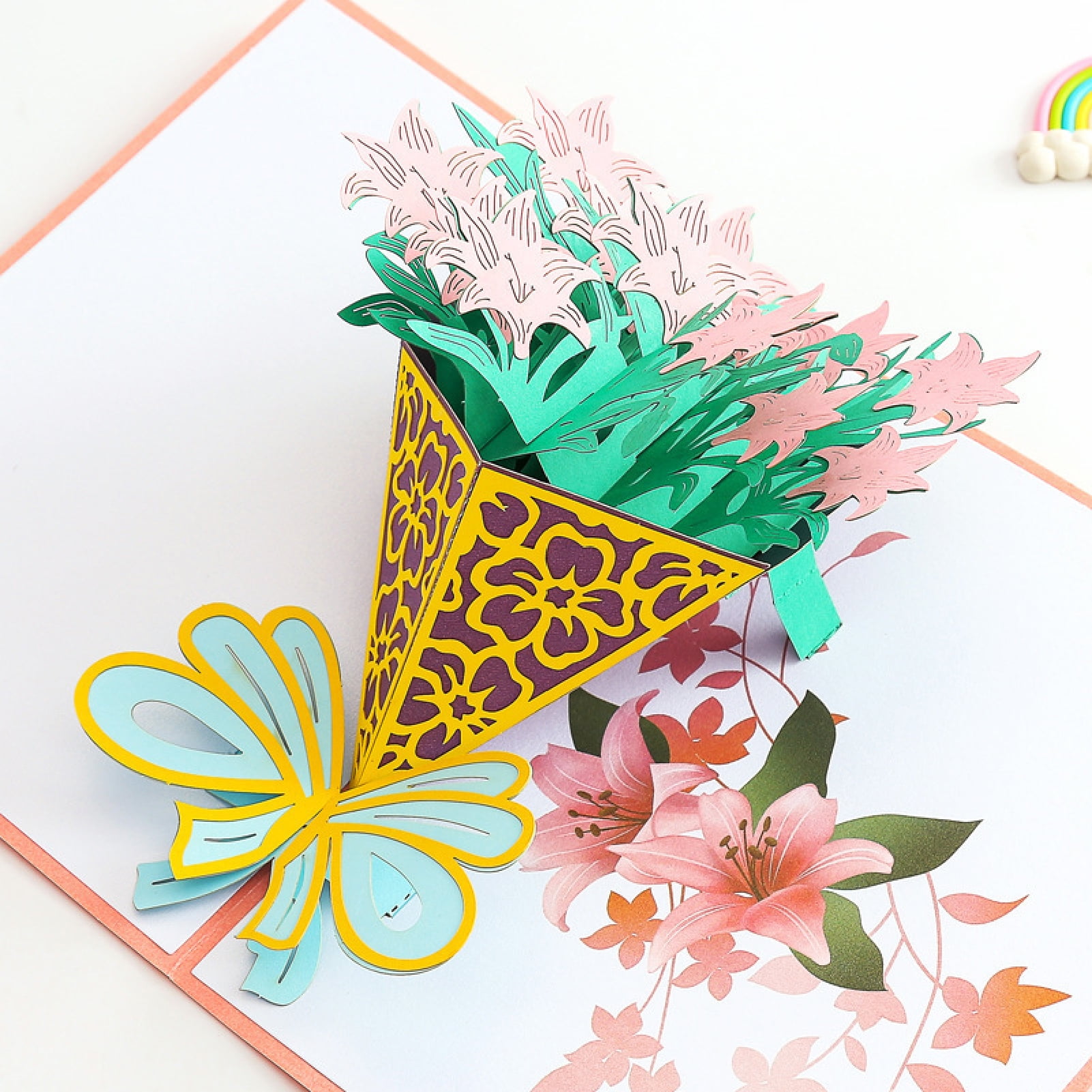 Cheers US Pop Up Flower card, Paper Flower Bouquet, 3D Pop Up Greeting ...