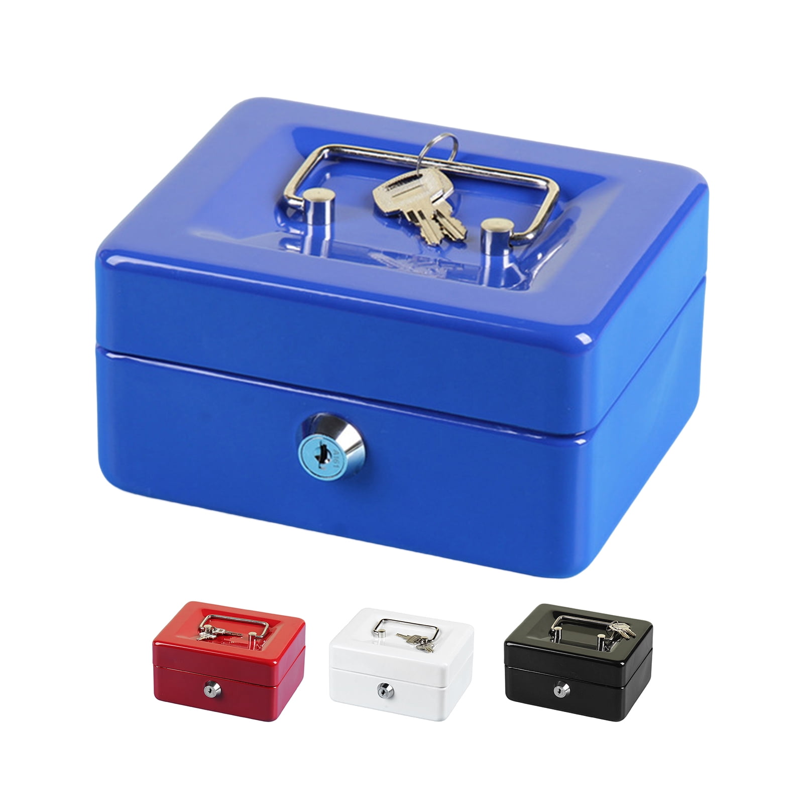 Cheers.US Portable Metal Cash Box with Key Lock, Money Saving Organizer ...