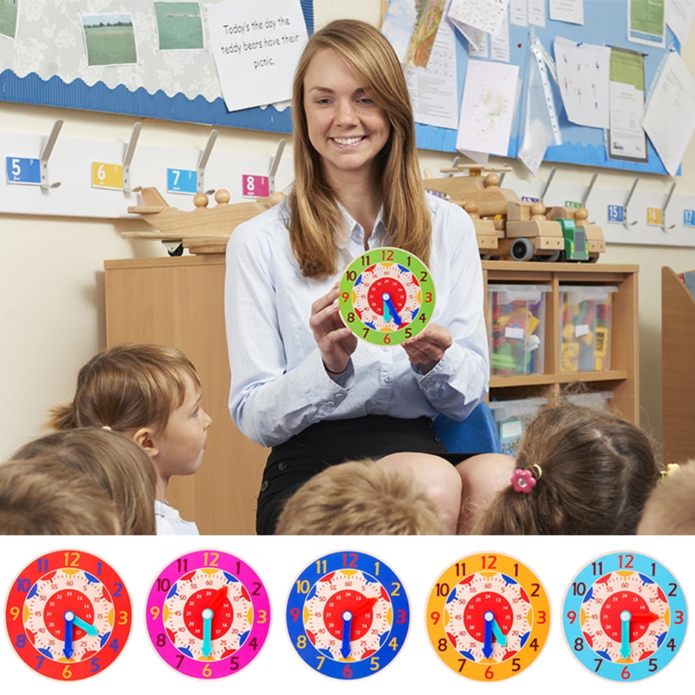 Cheers.US Preschool Sorting Clock Wooden Kid Teaching Learning Clock, Telling Time Teaching ...