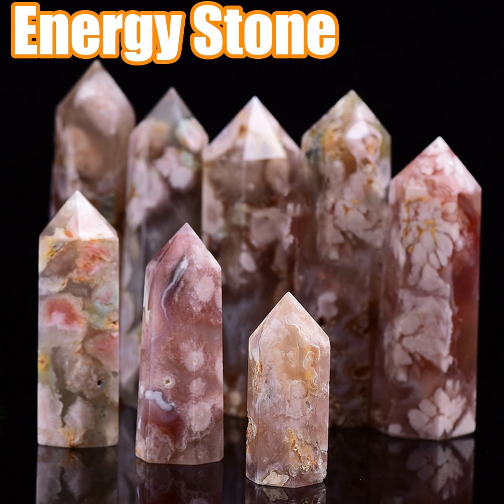 Cheers.US Rose Quartz Healing Crystal Wand Pointed & Faceted Prism Bar ...