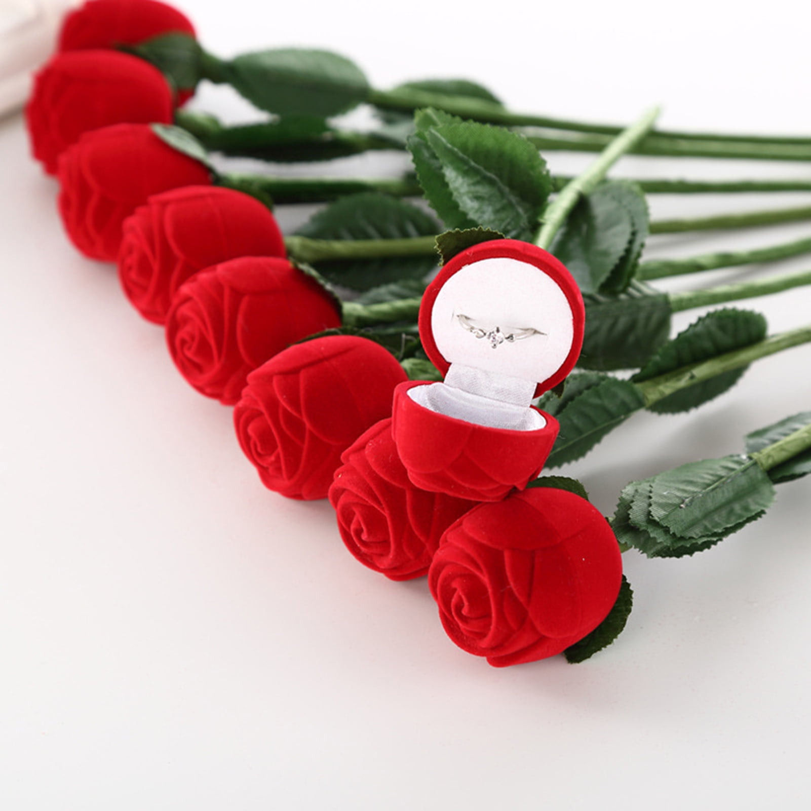 Cheers US Rose Shaped Red Velvet Valentines Jewelry Gift Box Red Rose ...