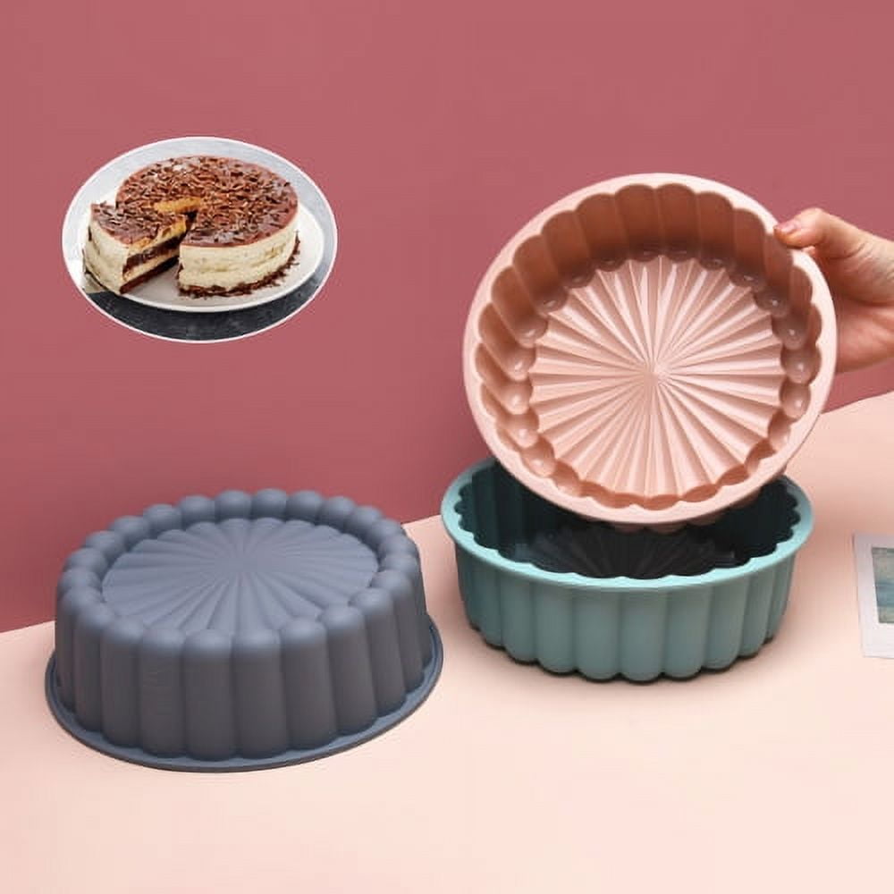 Cheers.US Silicone Fluted Cake Baking Pan, Top-Level Silicone Round ...