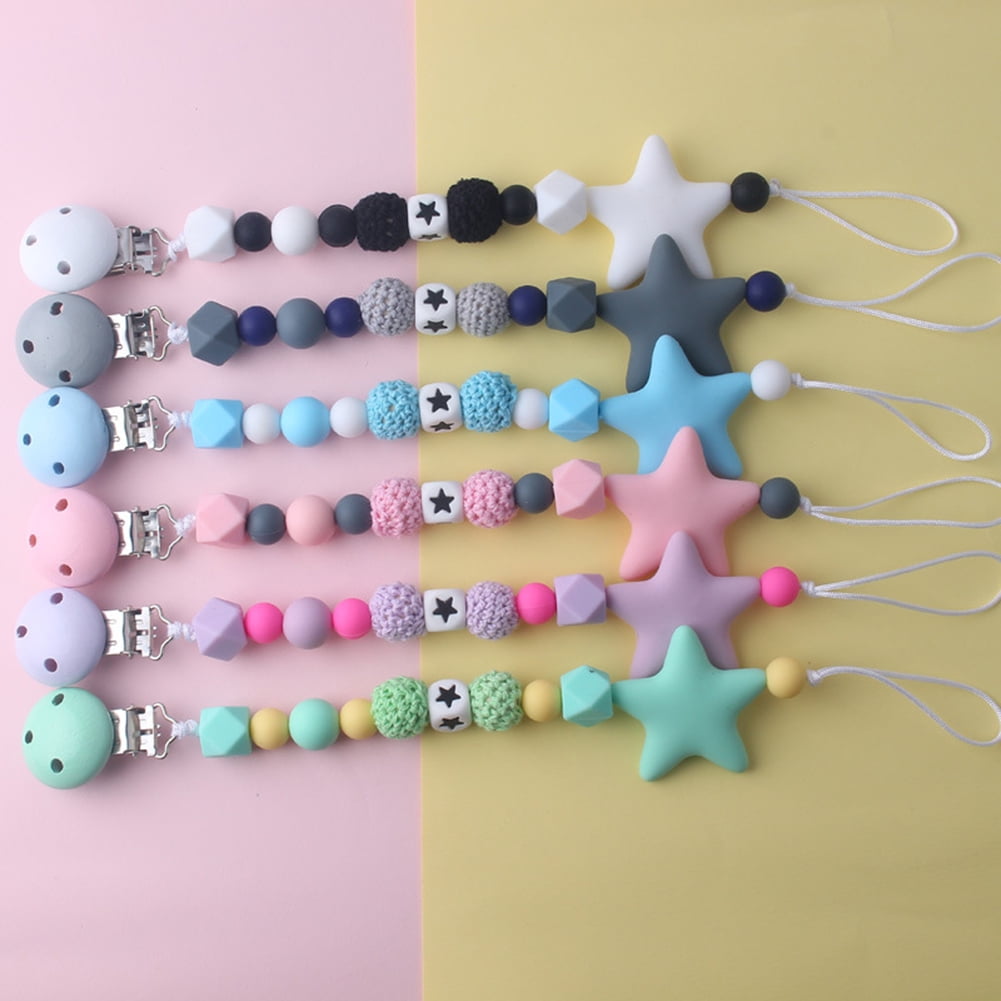 Cheers.US Silicone Pacifier Clip Toy BPA Free Silicone Use with Any ...