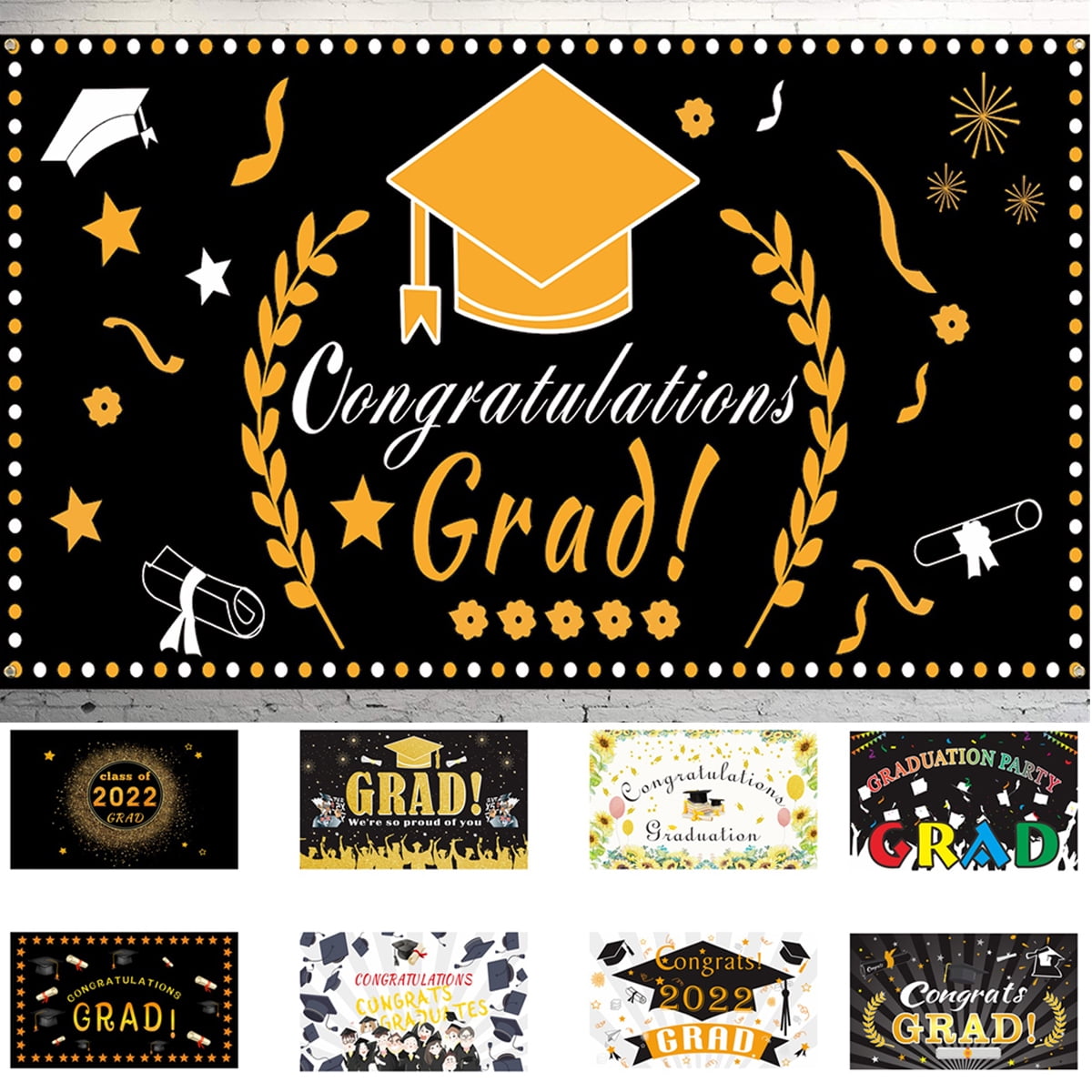 Cheers US Soft Fabric Class Graduation Photography Backdrop Black and ...