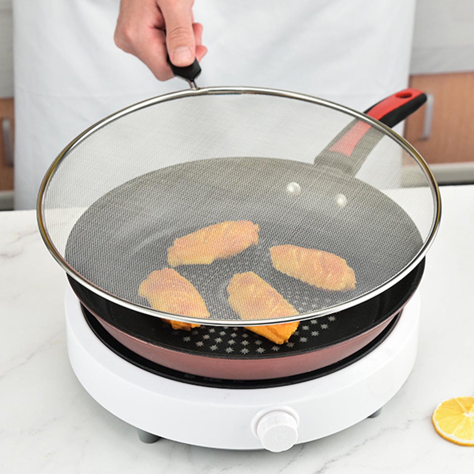 Cheers.US Large Skillet Splatter Screen with Handle, Stainless Steel ...